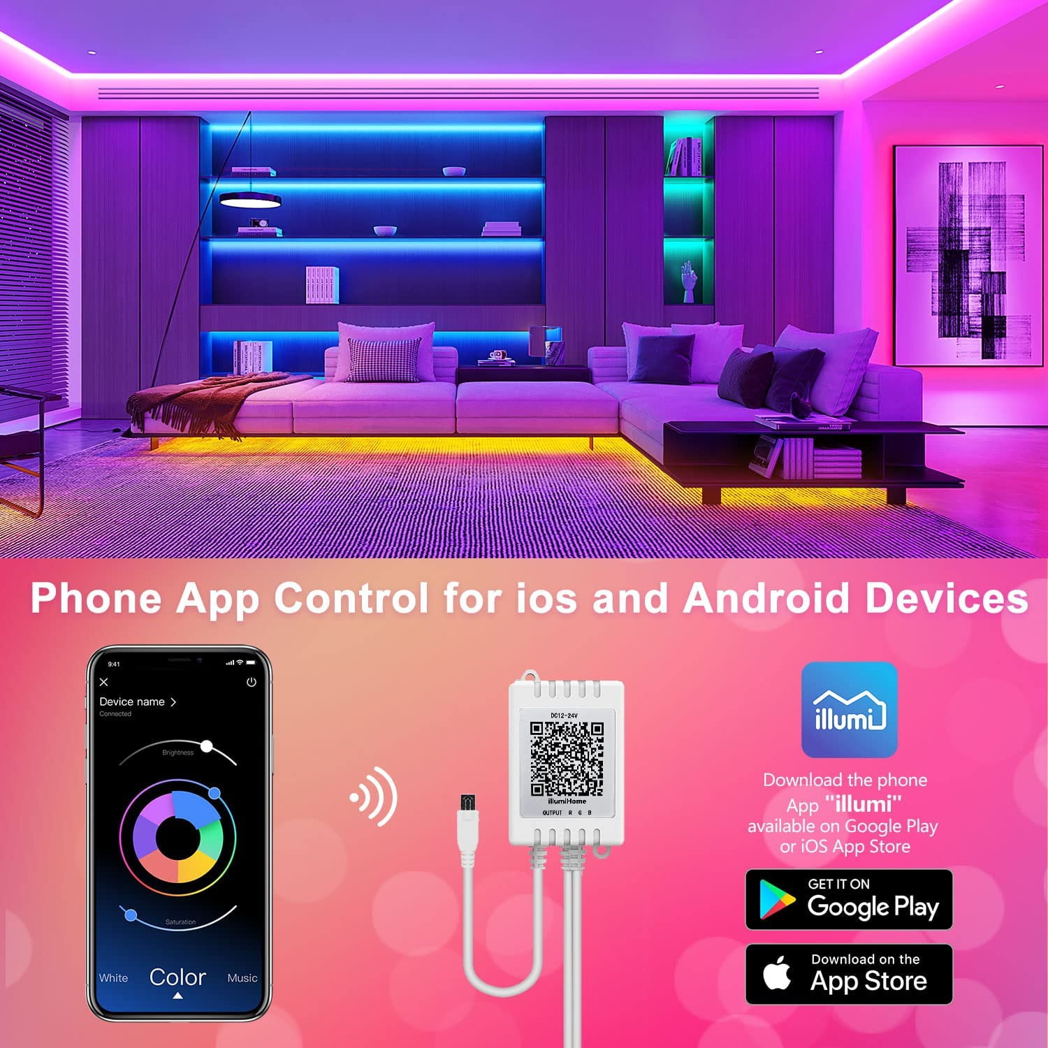YTGRF-Led Lights for Bedroom 100ft Music Sync Color Changing Led Strip ...