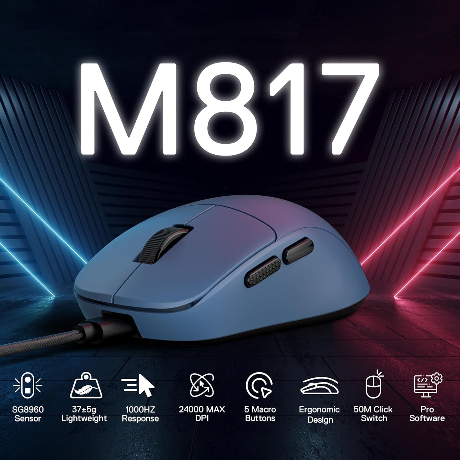 YTGRF-M817 Wired Gaming Mouse, 24000 DPI Optical Mice with 5 ...