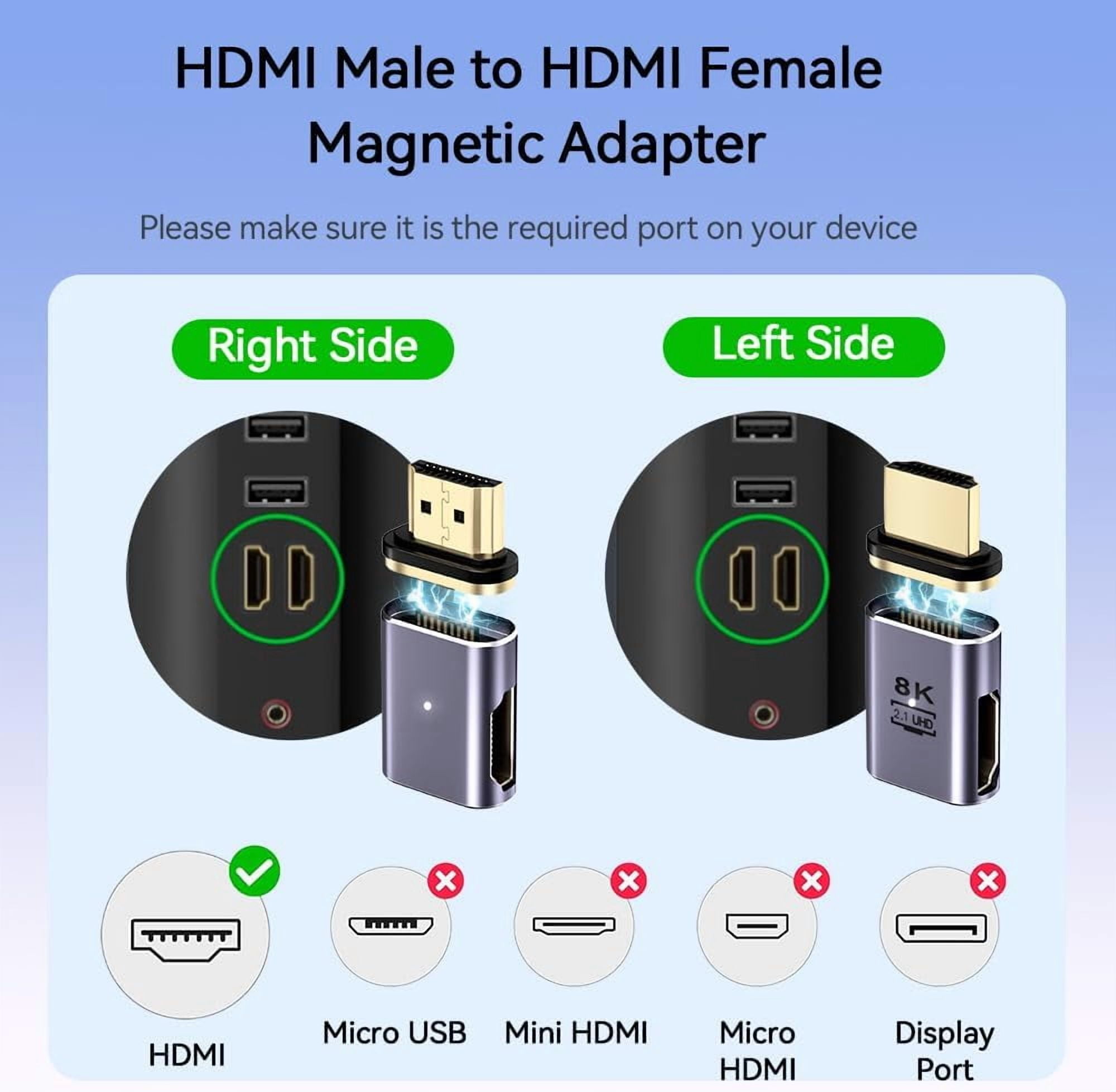 YTGRF-Magnetic HDMI 2.1 Female to Male Adapter, 8K HDMI to HDMI Magnetic Connector Extension ...