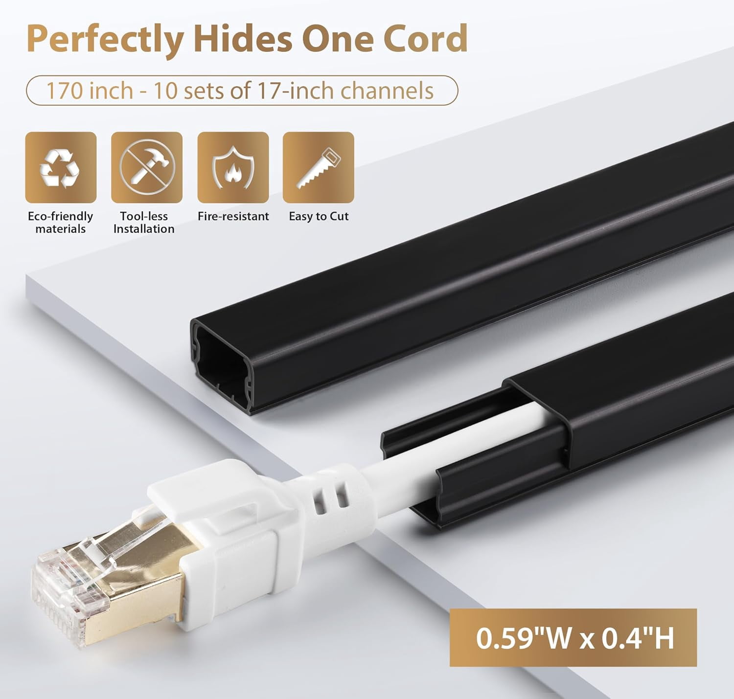 YTGRF-Mini Cord Hider - 170in PVC Self-Adhesive Cord Cover for TV ...