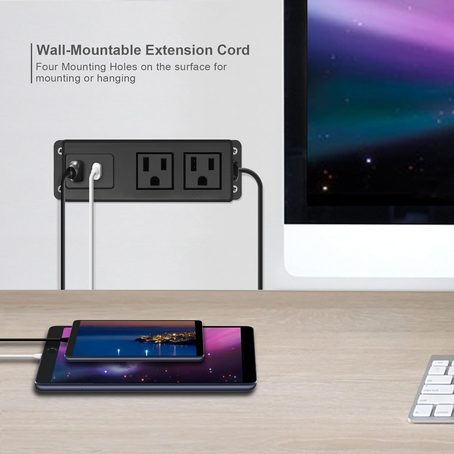 YTGRF-Multi Plug Outlet with USB C 20W Wall Mounted Power Strip Desk ...