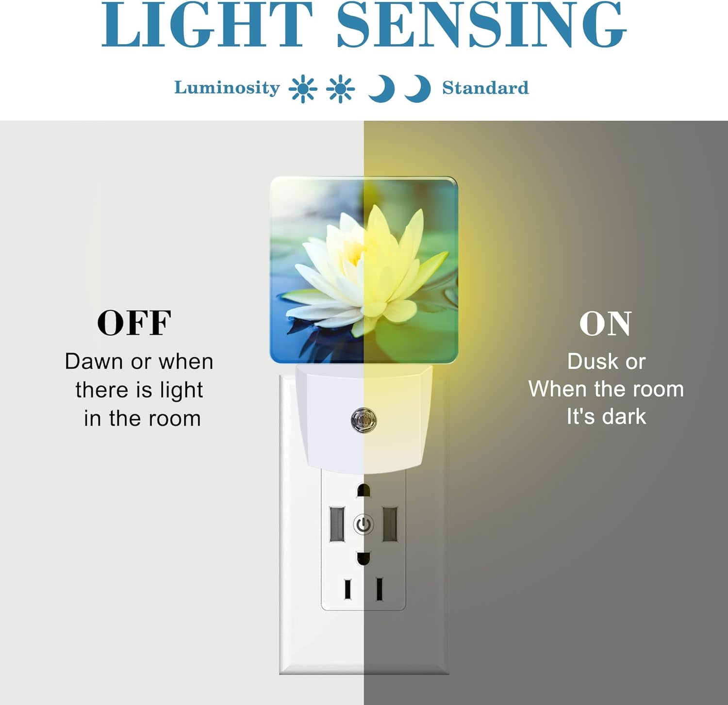 YTGRF-Night Light Plug into Wall White Lotus Flowers Night Light with ...