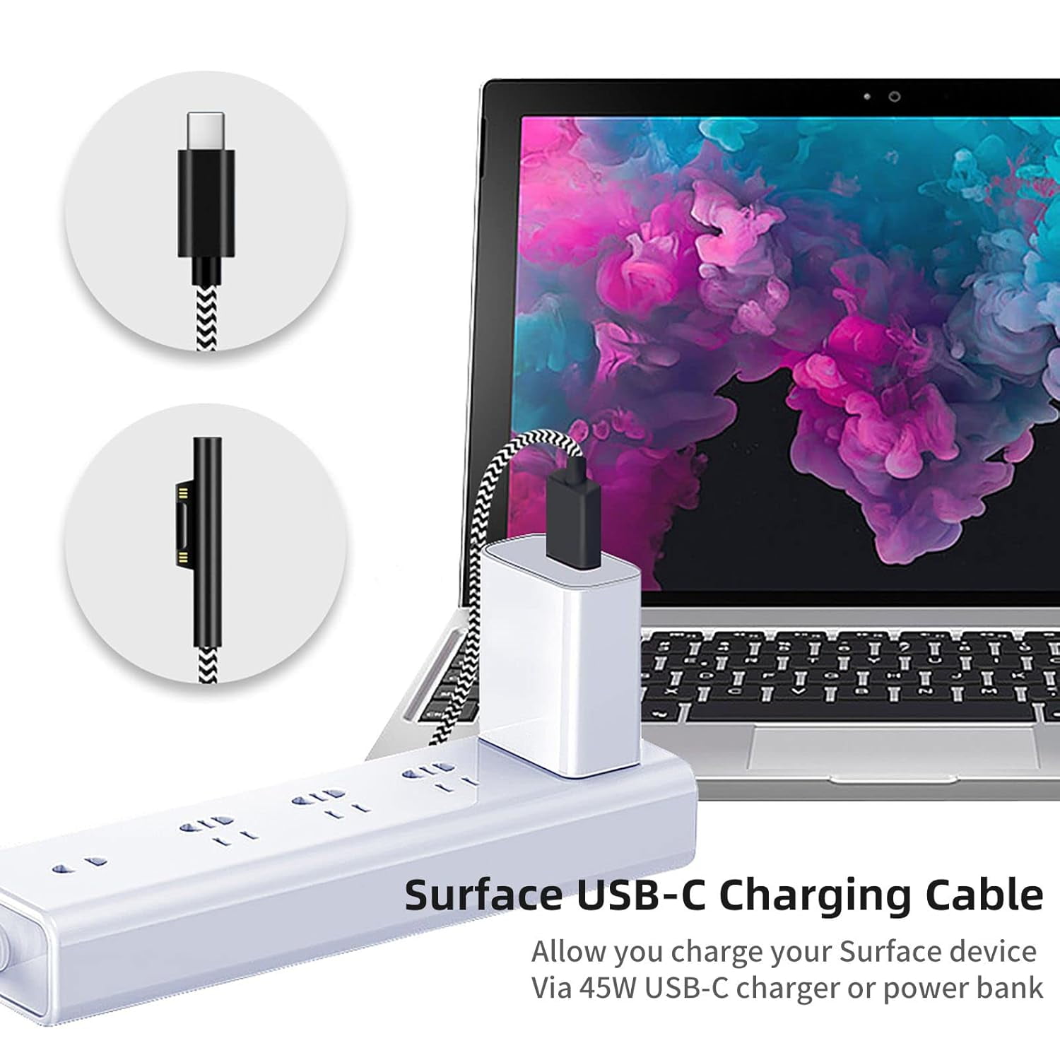 YTGRF-Nylon Braided Surface Connect to USB-C Charging Cable (6ft Zebra ...