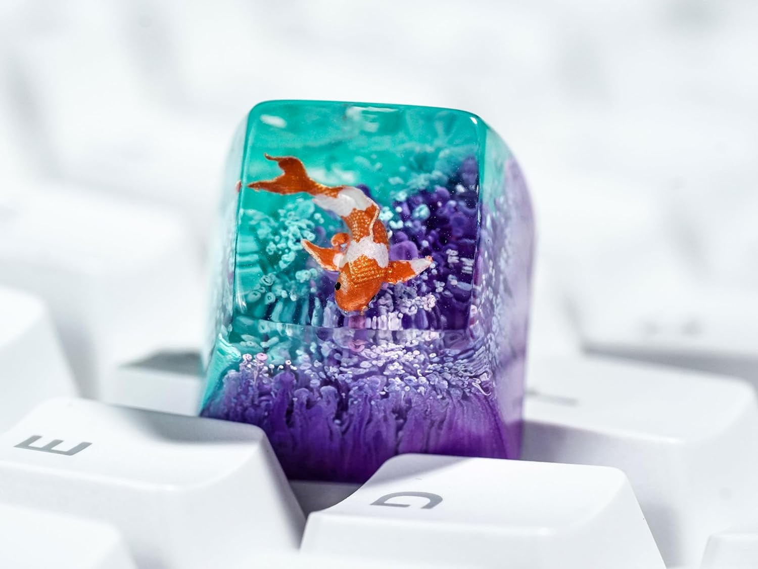 YTGRF-Orange Koi Azure Twilight Background Ocean Keycap Custom Keyboard ...