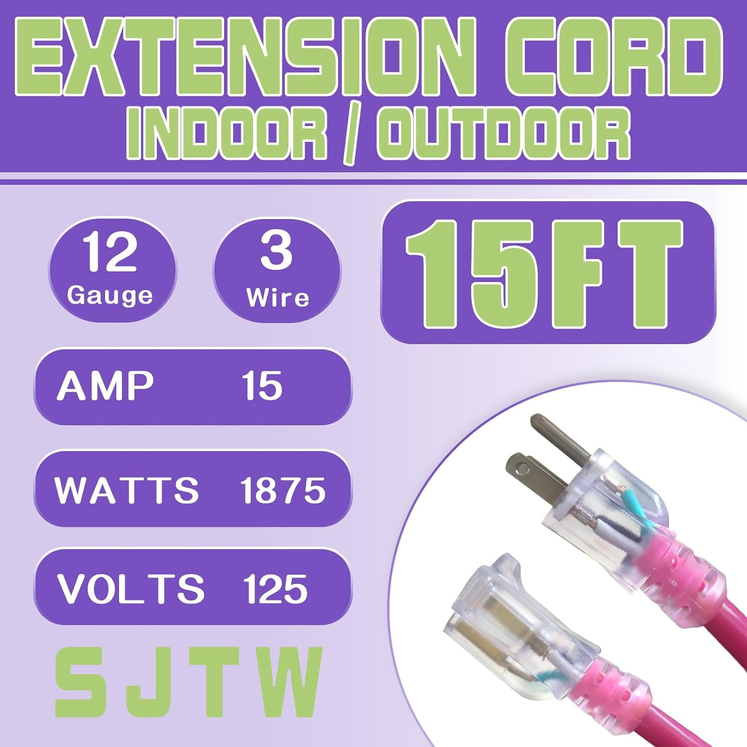 YTGRF-Outdoor Extension Cord with Lighted End, 12 Gauge Heavy Duty ...