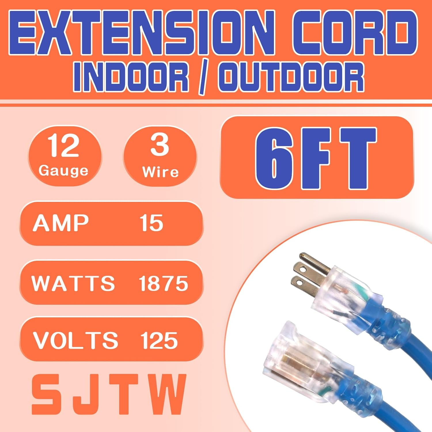 YTGRF-Outdoor Extension Cord with Lighted End, 12 Gauge Heavy Duty ...