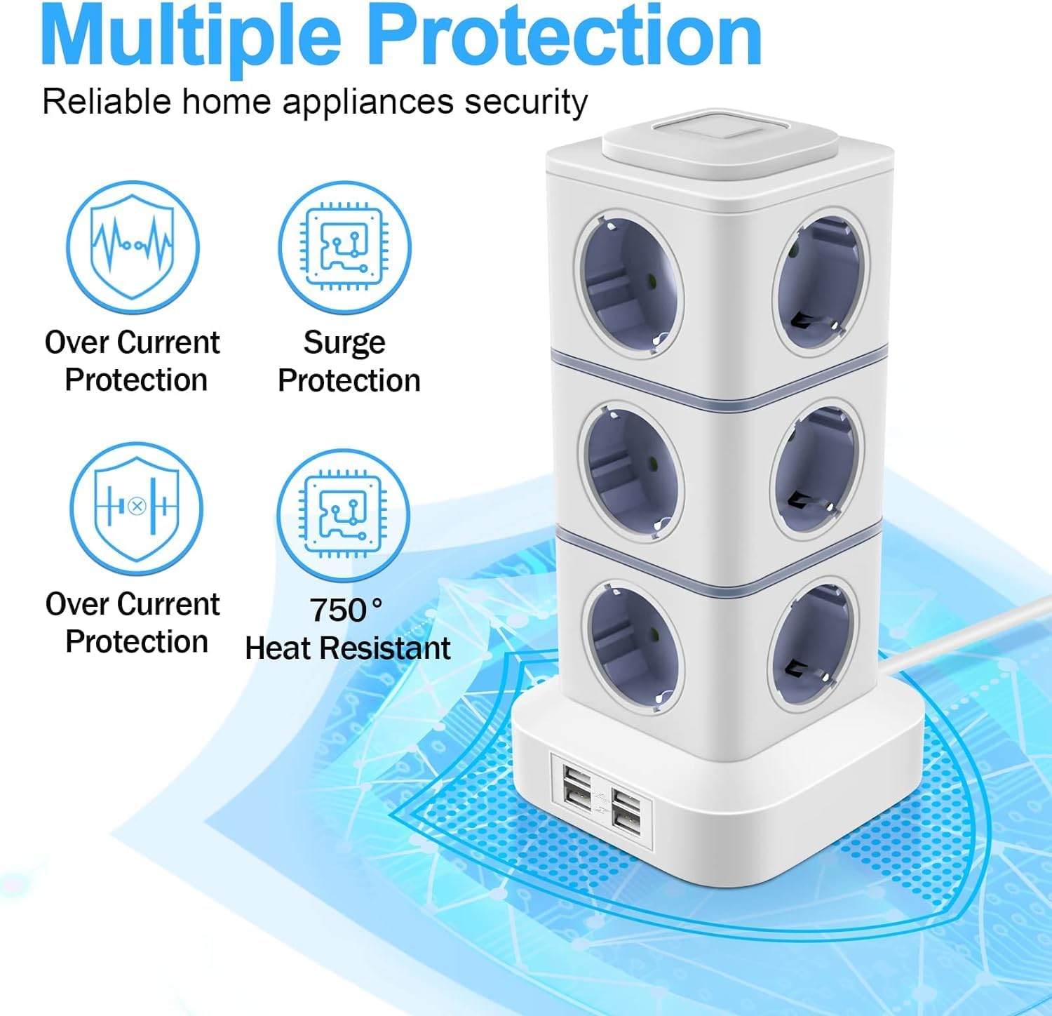 YTGRF-Power Strip Surge Protector Outlet Extender Surge Protector with ...