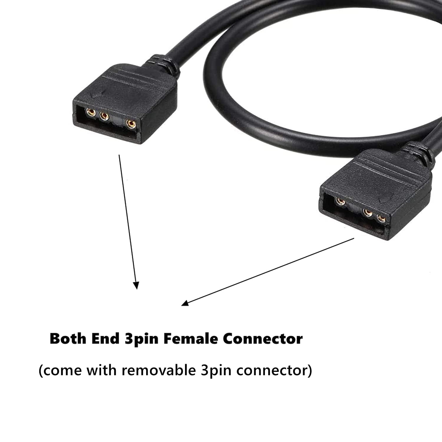 YTGRF-RGB Extension Cable 3 Pin, Computer Motherboard ARGB Interface Extension Cable Female ...