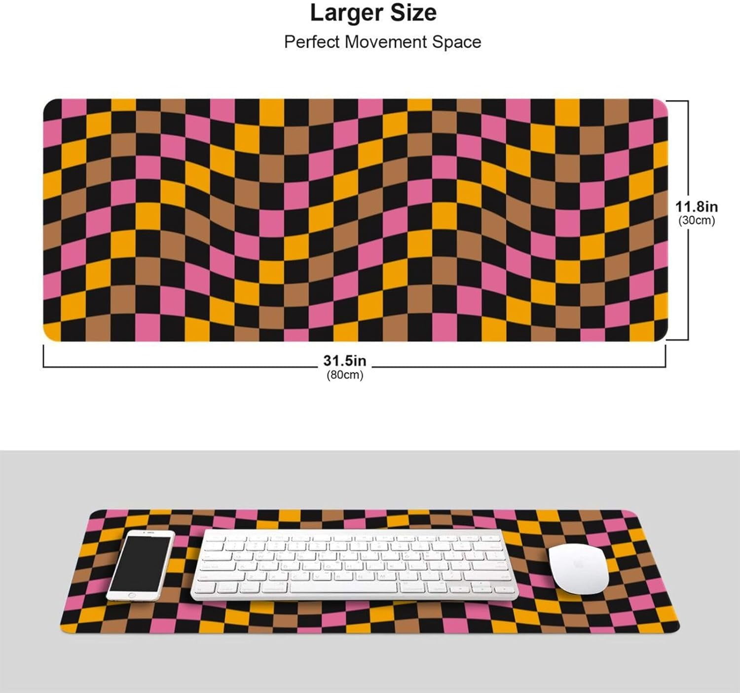 YTGRF-Retro Wavy Vintage Checkered Mouse Pad Gaming XL Large Mousepad ...