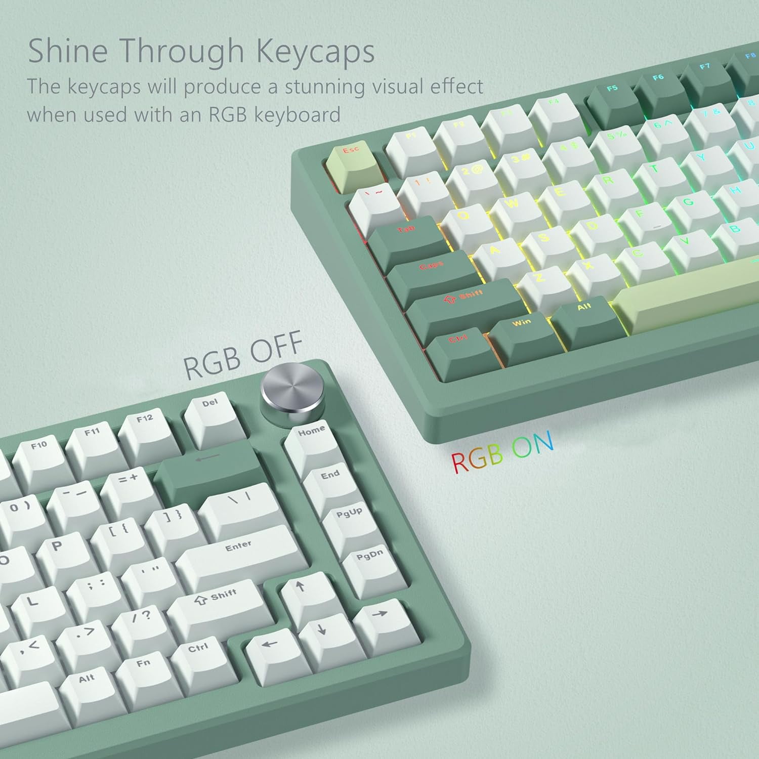 YTGRF-Shine Through Keycaps, PBT Keycaps 60 65 75 100 Percent Cherry ...