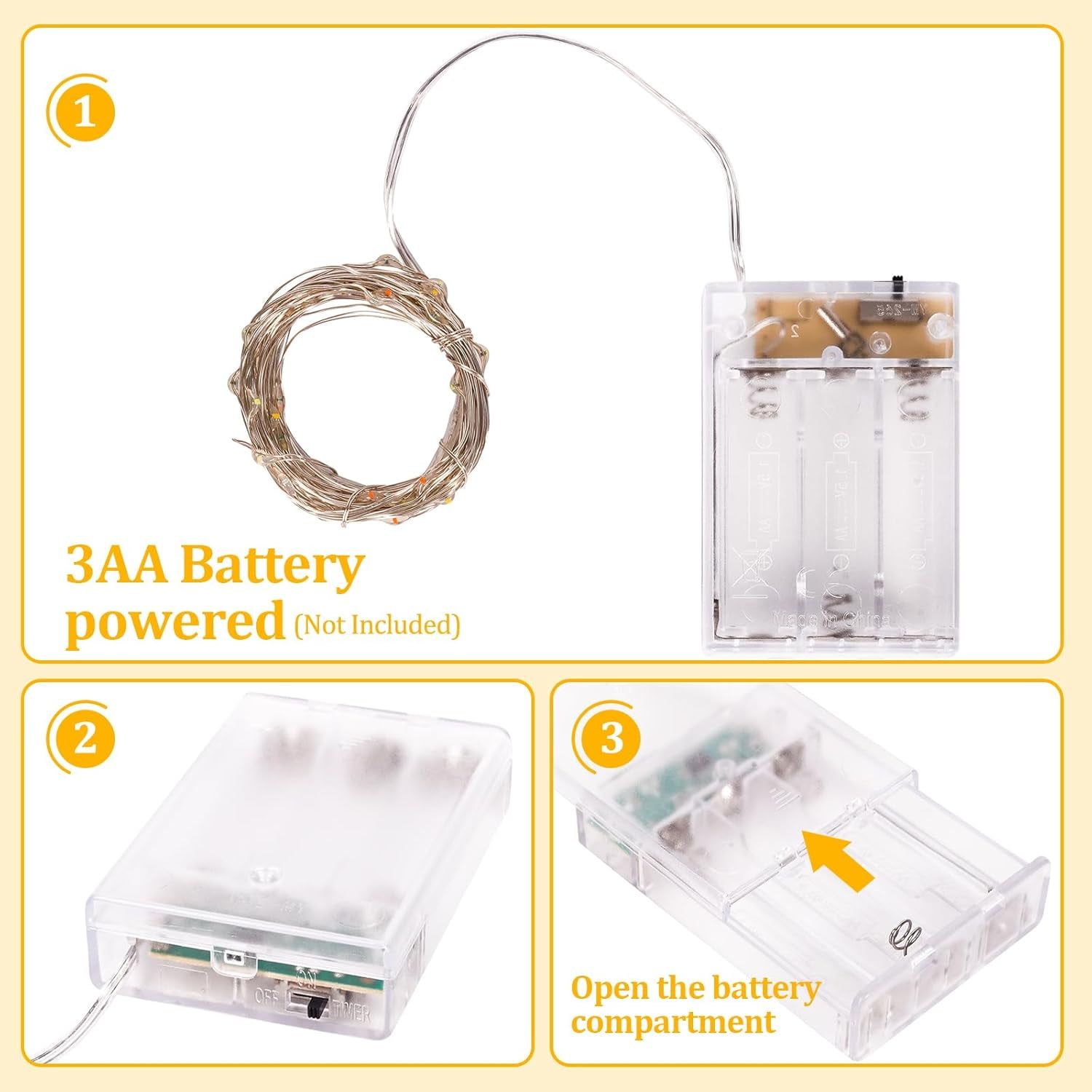 YTGRF-Timer Led String Lights,1 Pack Battery Powered Starry Fairy Mini ...