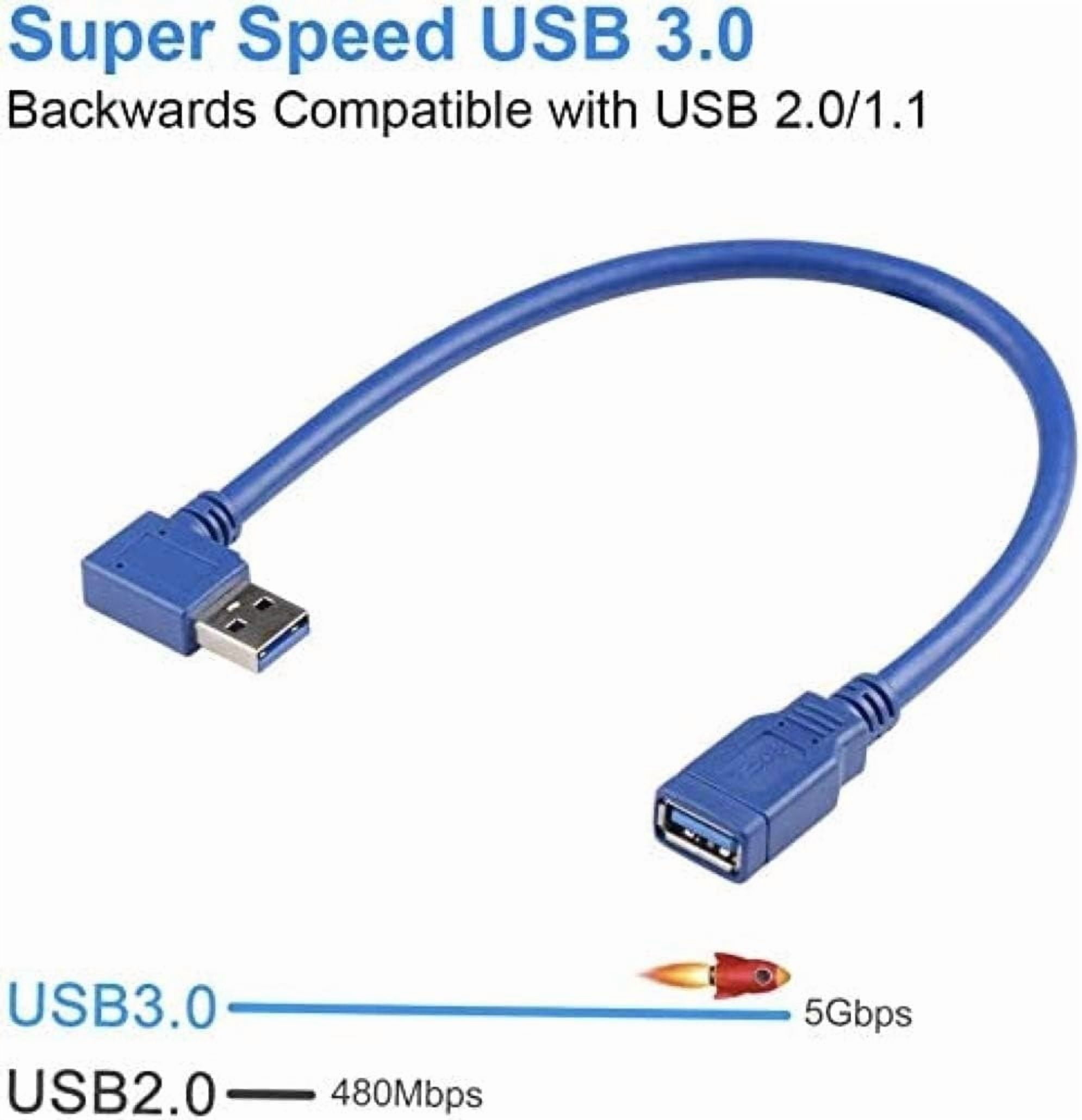 YTGRF-USB 3.0 Extension Cable 1FT 2 Pack 90 Degree Left & Right Angle ...