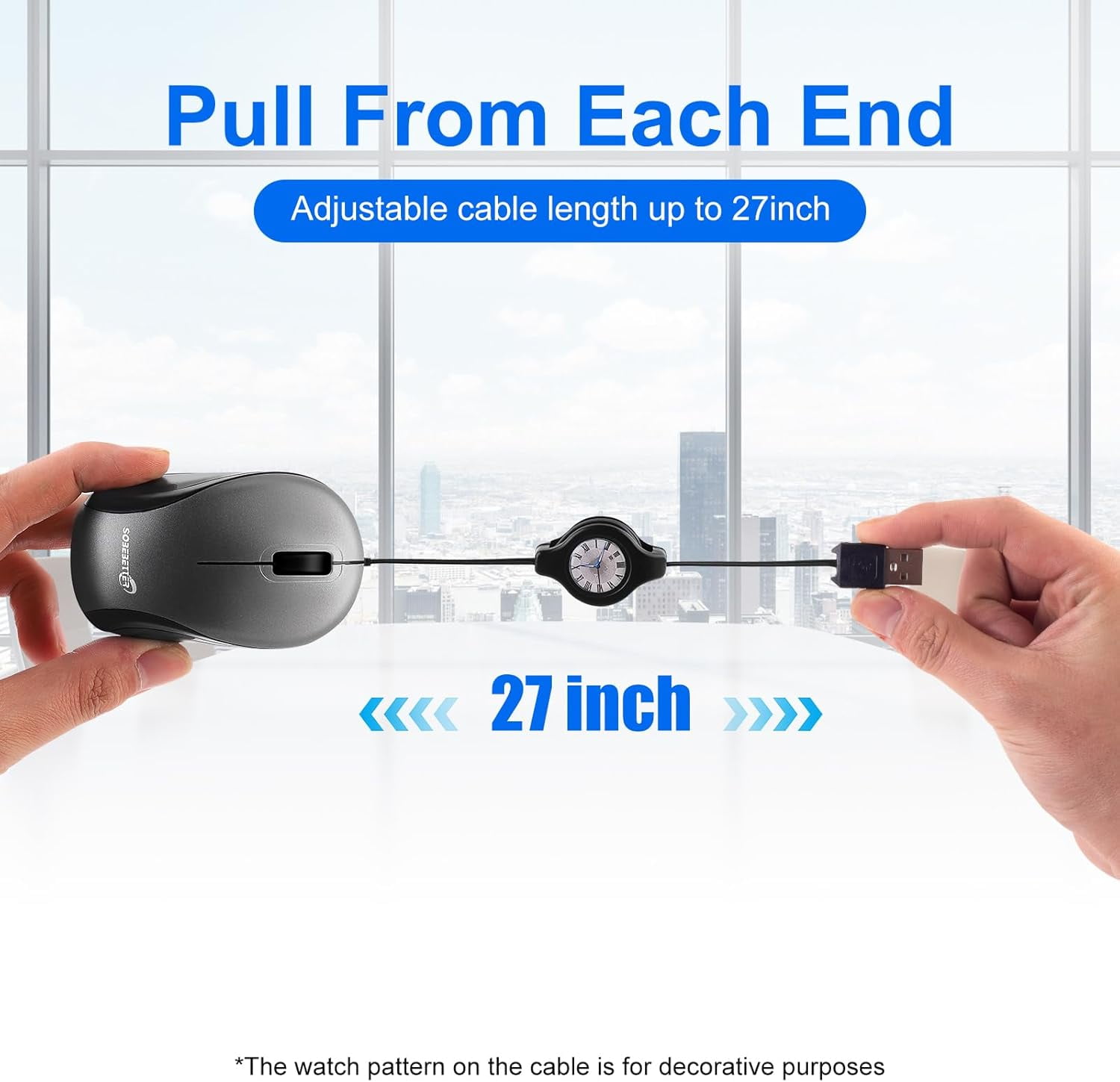 YTGRF-USB Wired Mini Mouse,Small Travel Mice with Retractable Cable ...