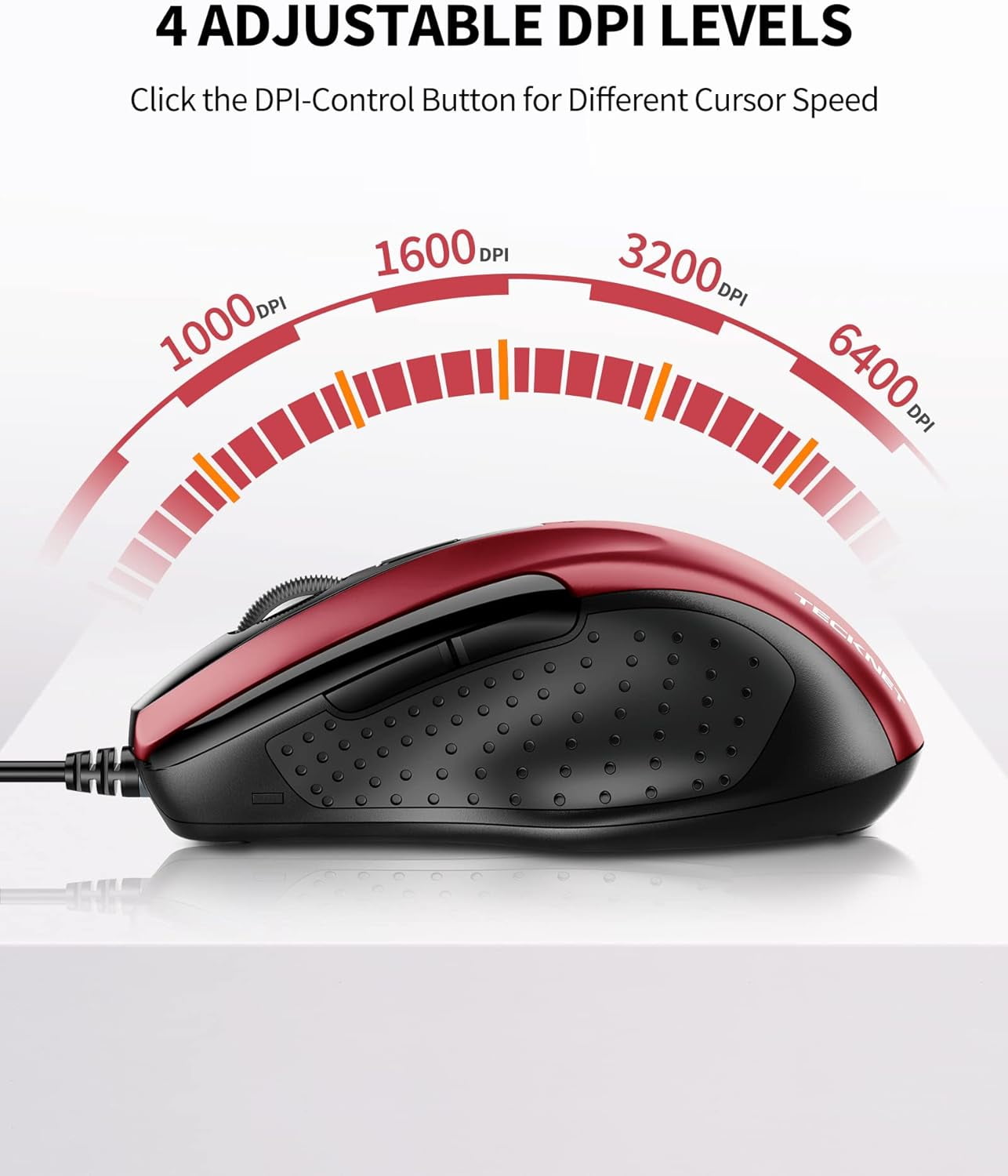 YTGRF-USB Wired Mouse, 6-Button Corded Computer Mouse with 4 Adjustable ...
