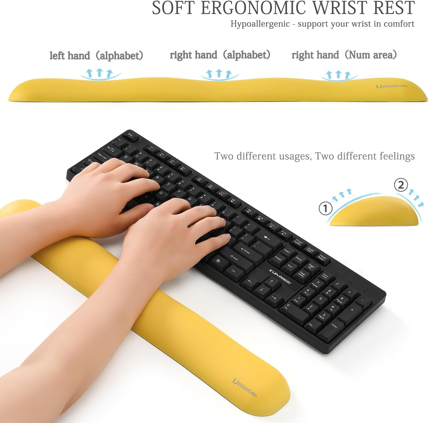 YTGRF-UnivoColors Design-Wave Keyboard Wrist Rest, Artificial Sheepskin ...