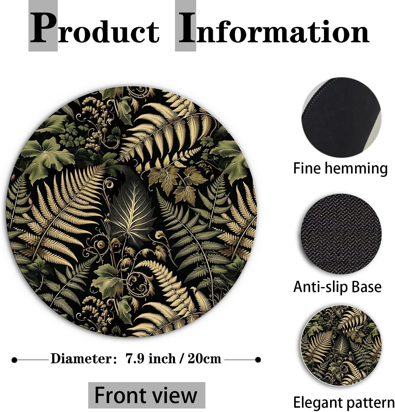 YTGRF-Vintage Dark Green Plant Mouse Pad 7.9x7.9Inch, Plant Desk ...
