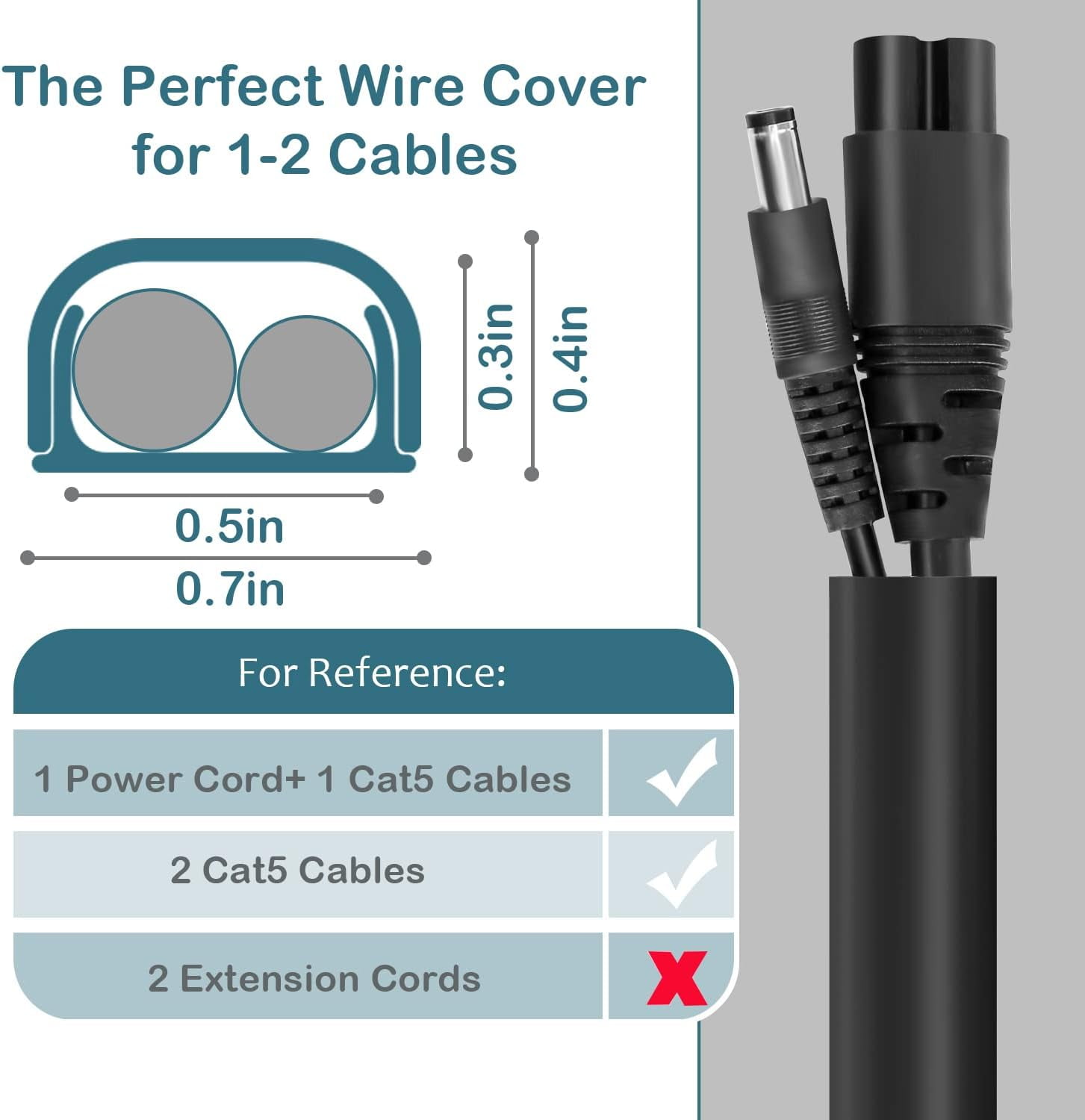 YTGRF-Wire Covers for 2 Cords, 68in Wire Hider on Wall Mounted, Black ...