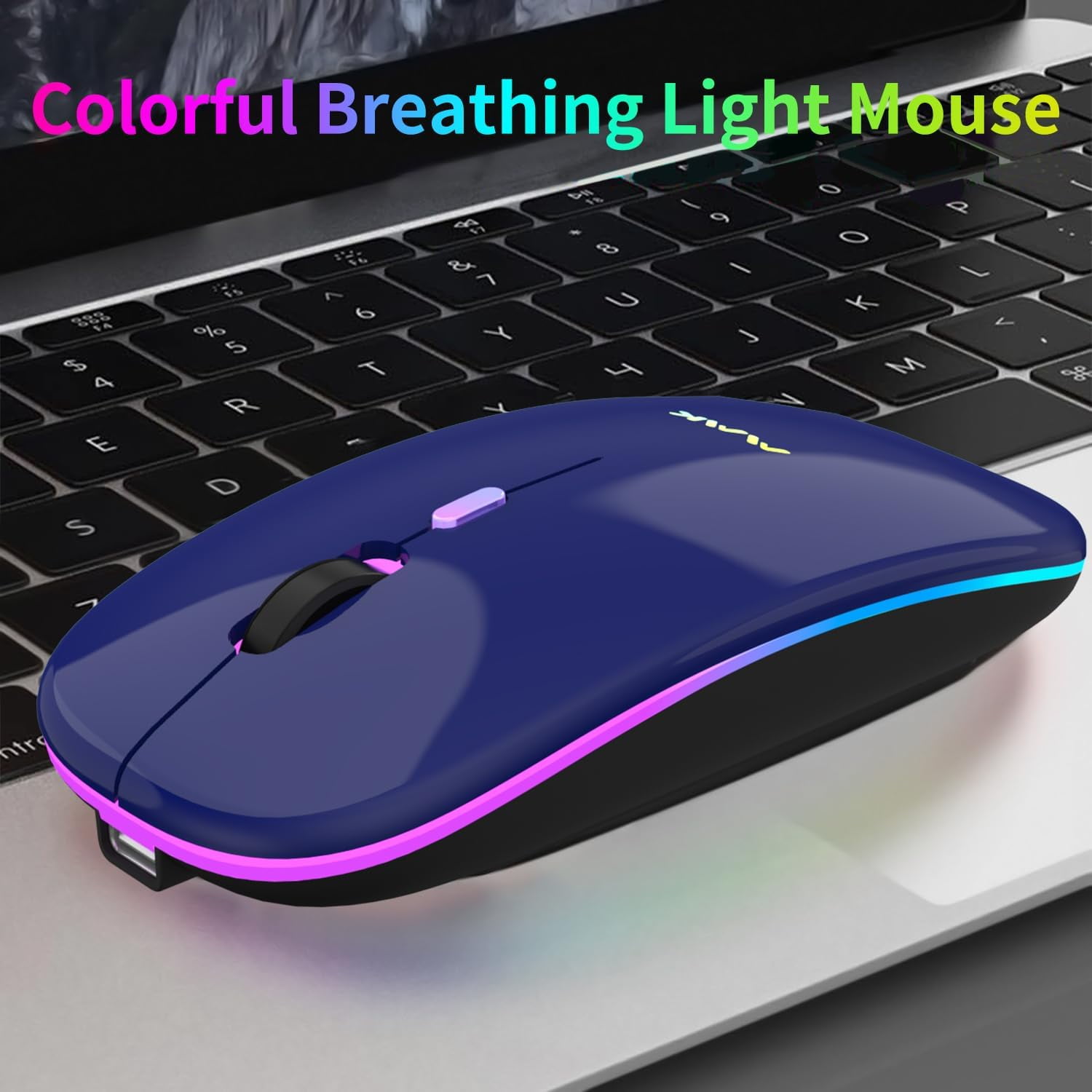 YTGRF-Wireless Bluetooth Mouse for Laptop, Rechargeable Mouse 2.4G USB ...