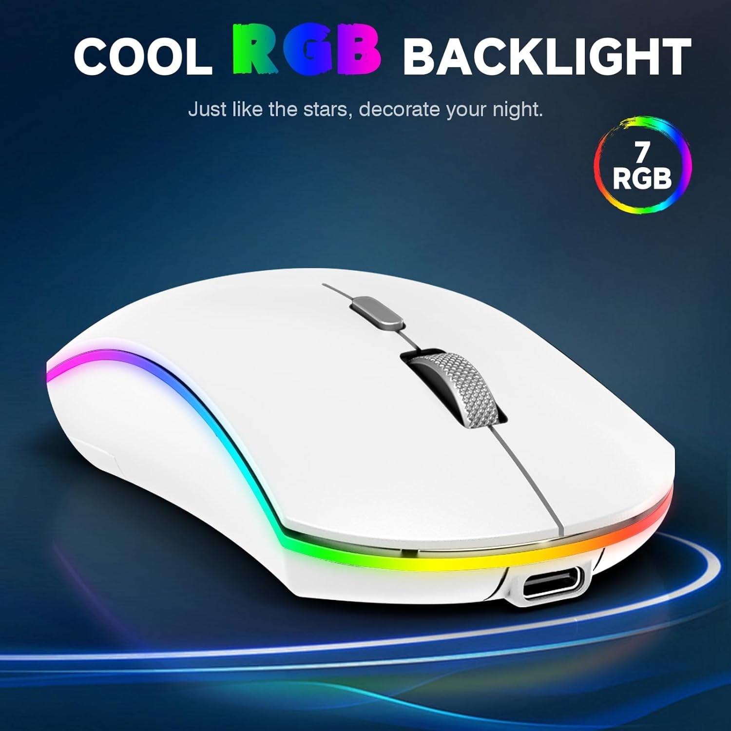 YTGRF-Wireless Bluetooth Mouse, Silent Mouse, LED Dual Mode (Bluetooth 5.2/3.0 and USB 2.4G ...