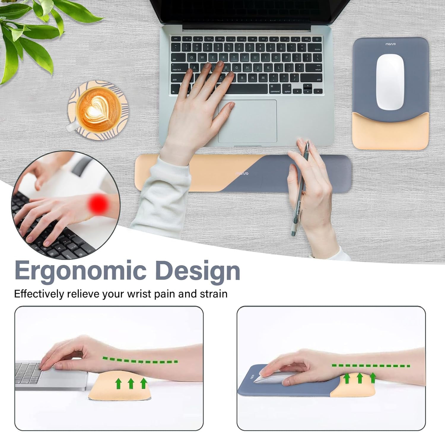 YTGRF-Wrist Rest Support for Mouse Pad&Keyboard Set, Rectangular ...