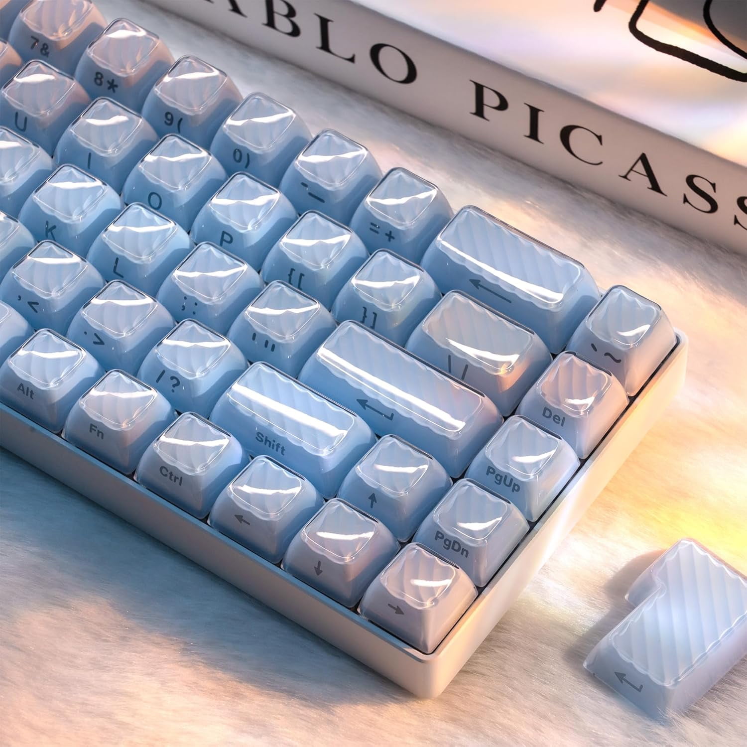 YTGRF-XVX Keycaps, Crystal Jelly Keycaps 75 65 60 100 Percent, Blue ...