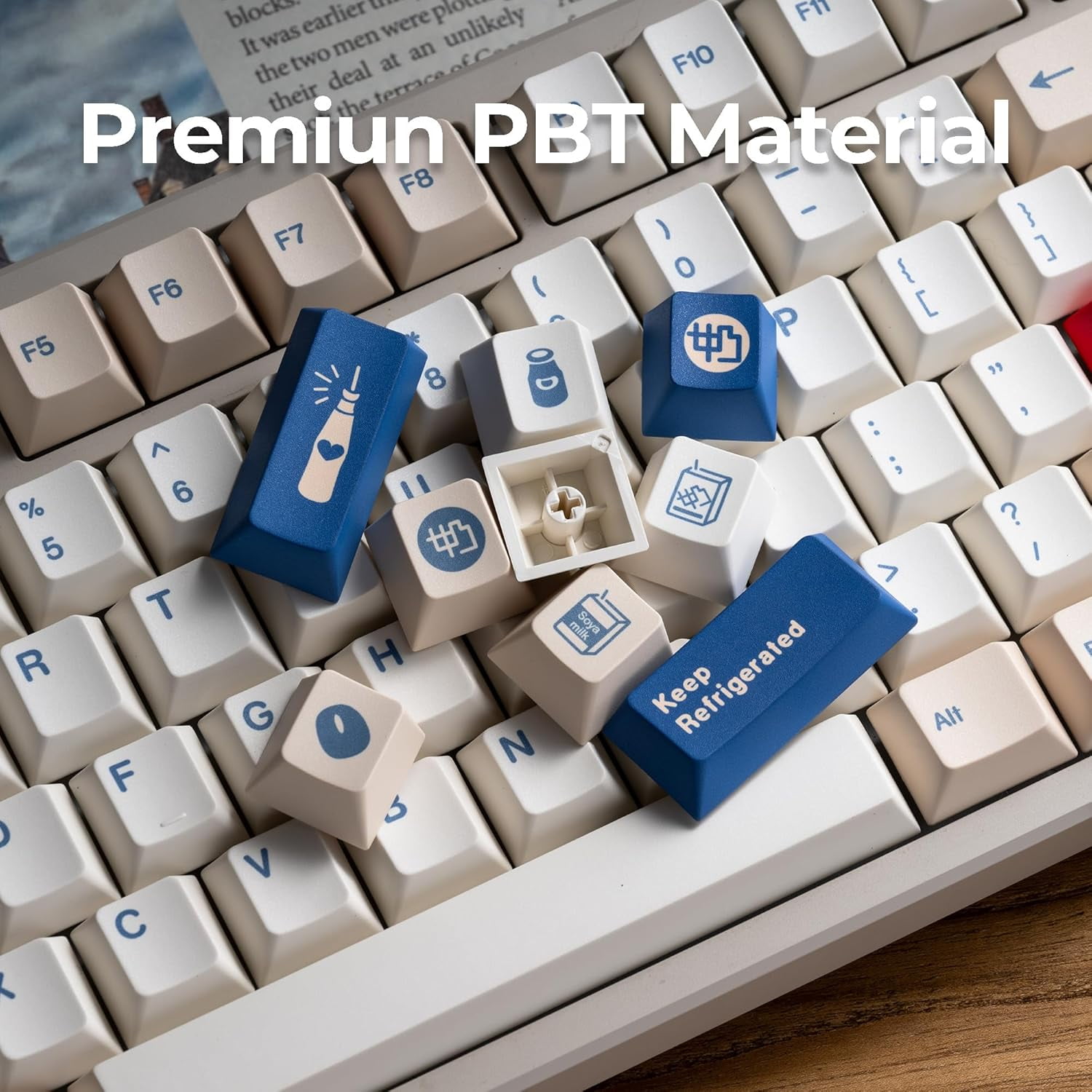 YTGRF-XVX Soy Milk PBT Keycaps 75 Percent, Premiun Creamy Keycap Sets ...