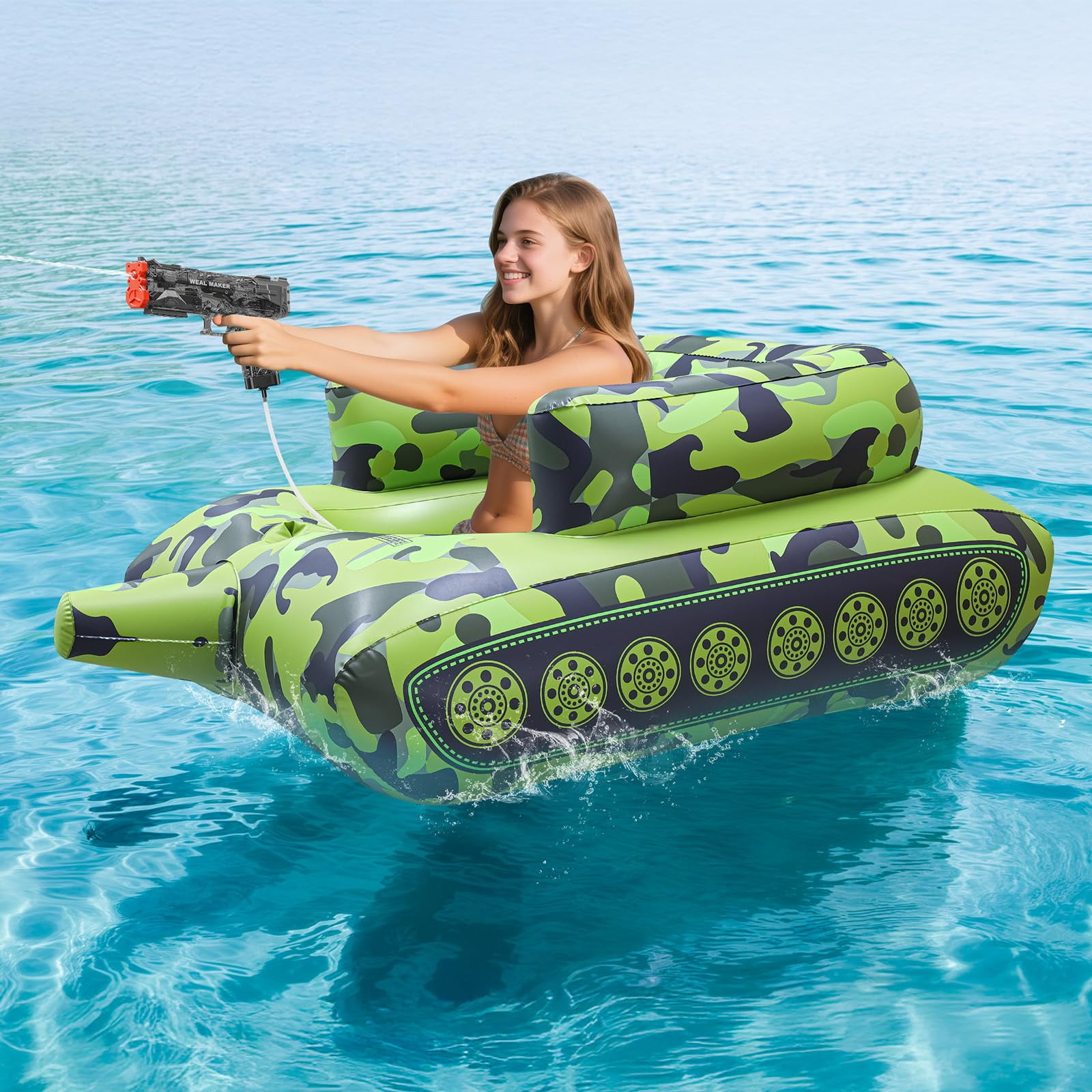 YTKIH Automatic Electric Water Gun with Pool Floats,Funny Inflatable Tank Pool Floaties for Pool ...