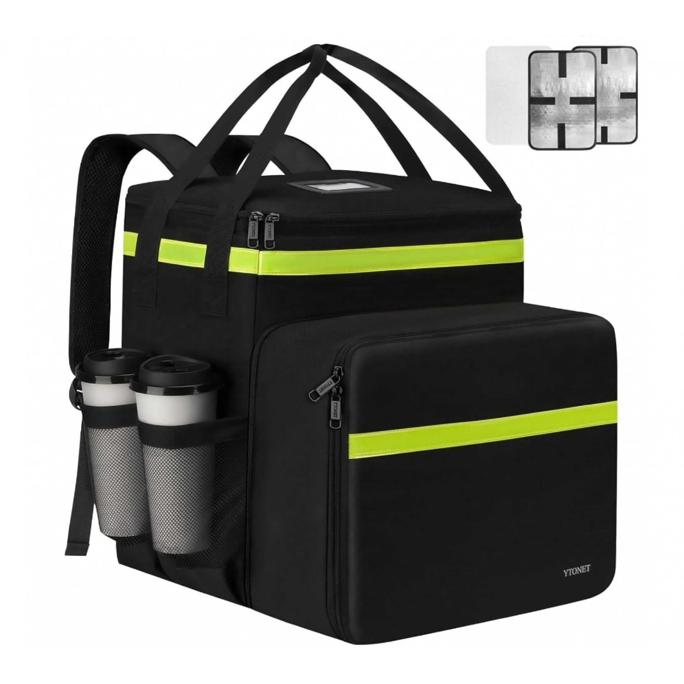 YTONET Extra Large Insulated Food Delivery Backpack With 7 Cup Holders ...
