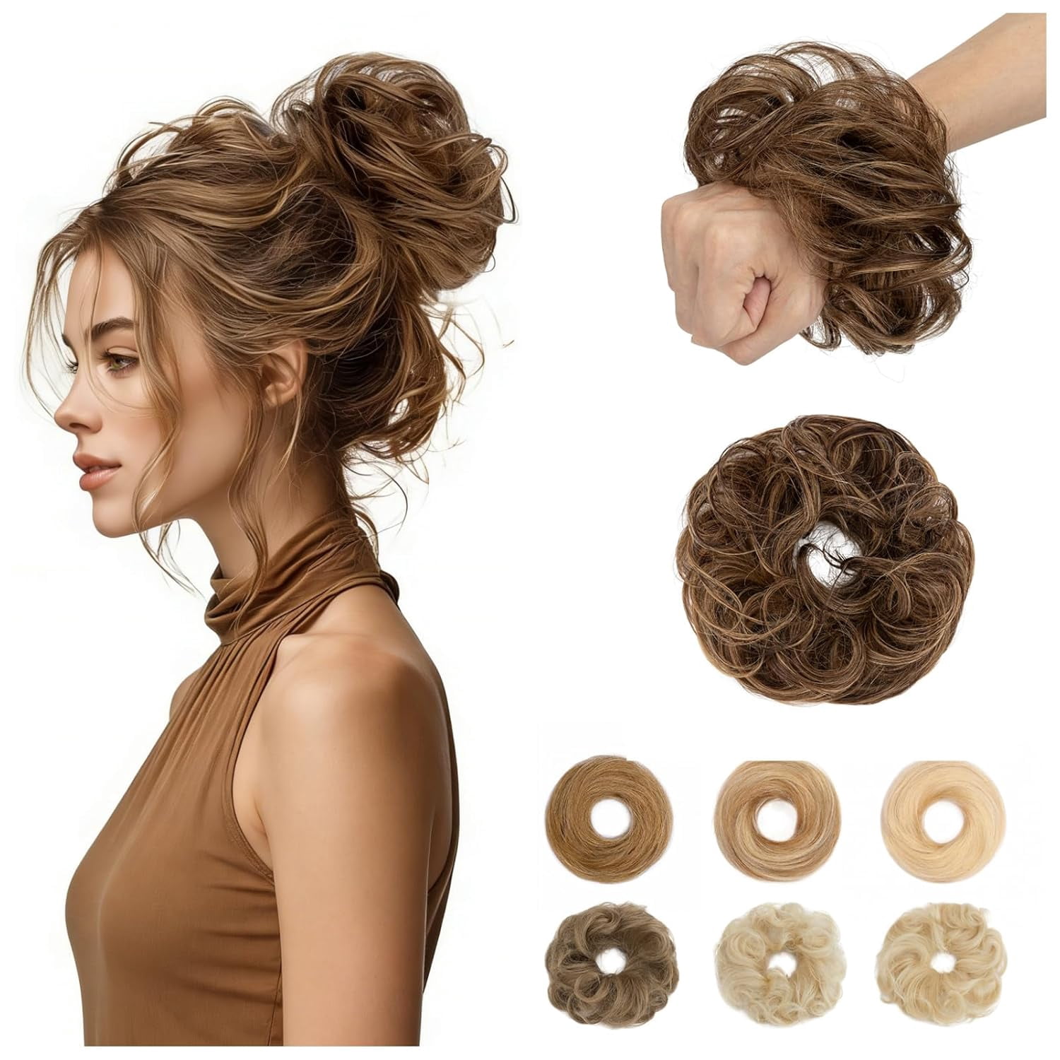 YTRFGH-Human Hair Messy Bun Hair Piece, Hair Buns for Women,100% Real ...