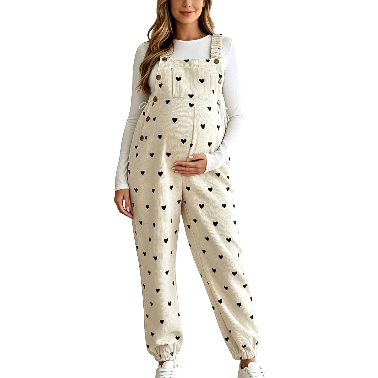 YTSIYI Maternity Clothes,Maternity Overalls Heart Print Adjustable ...