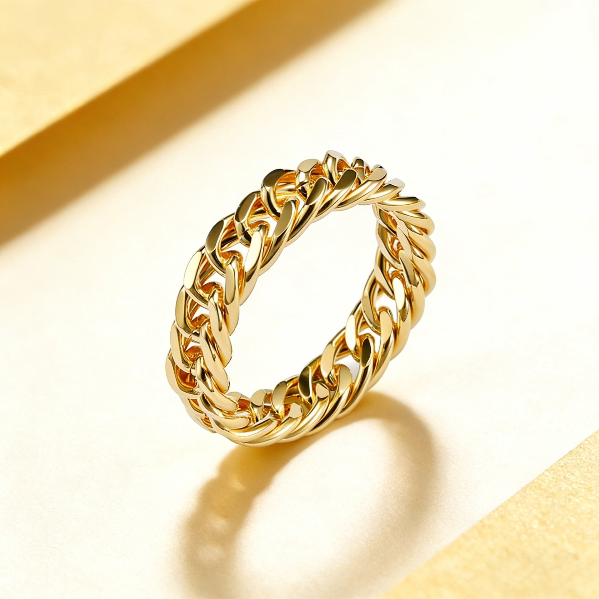 YTTAL14K Gold Plated Cuban Link Ring for Men Women, Stainless Steel ...