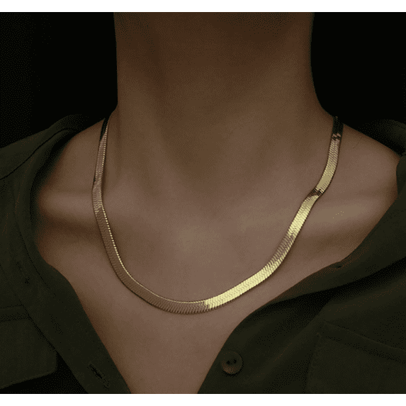 YTTALS Buy 2 Get 1 Free，18K Gold Plated Herringbone Necklace for Women ...