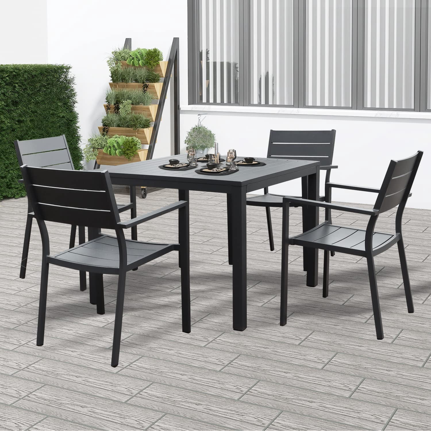 YTVHUB Outdoor Patio Chairs Stackable -17 Inch Height Aluminum Dining ...
