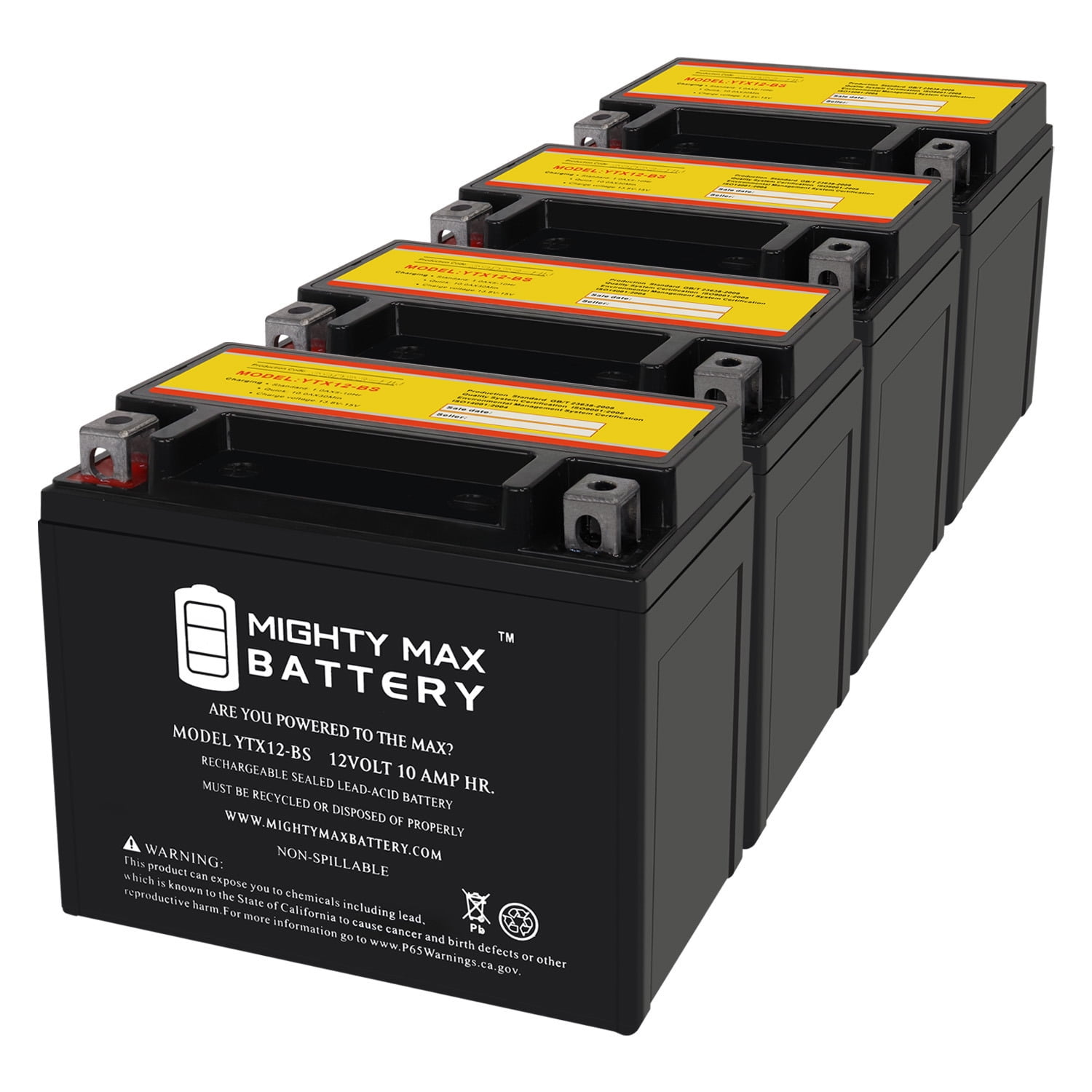YTX12-BS 12V 10Ah Replacement Battery compatible with Piaggio Gilera ...