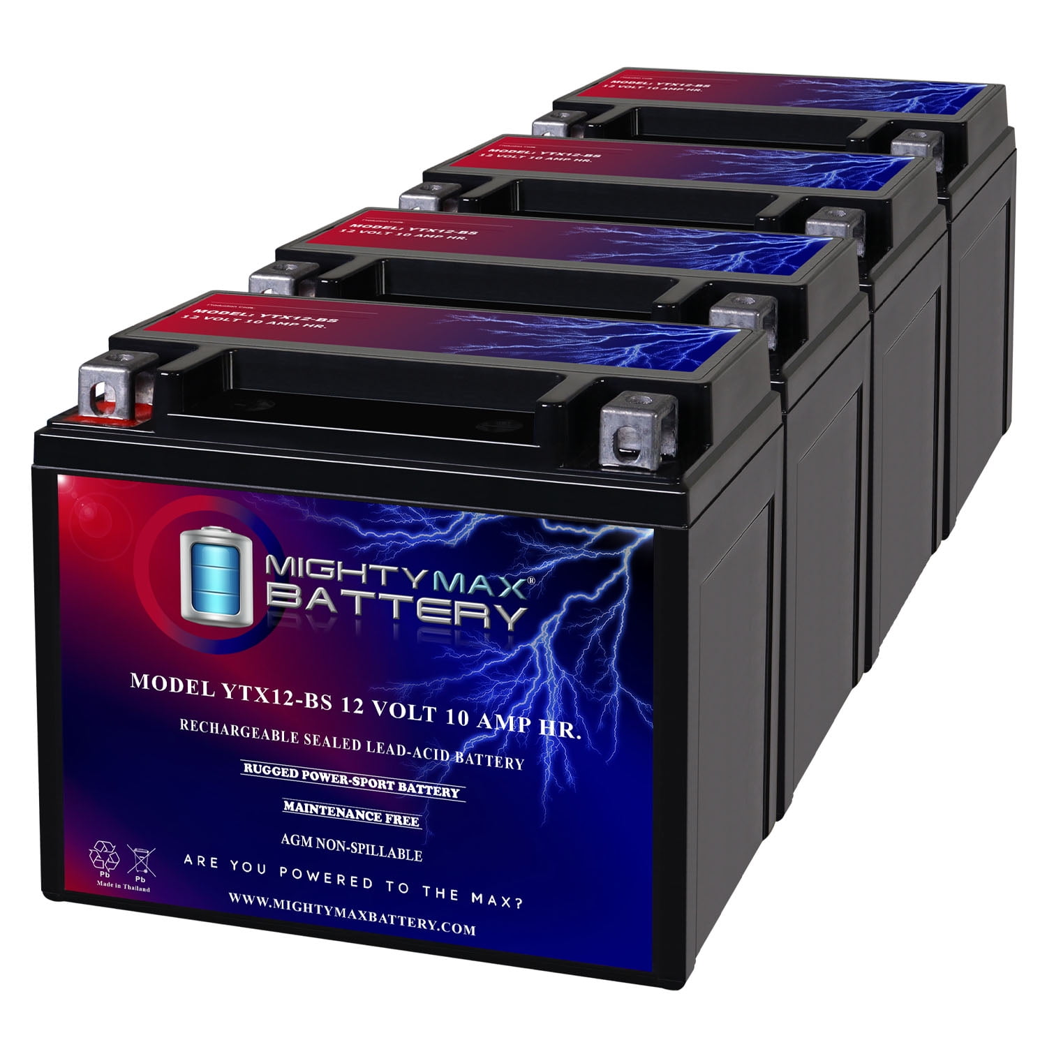 YTX12-BS 12V 10Ah Replacement Battery compatible with Suzuki 1300 ...