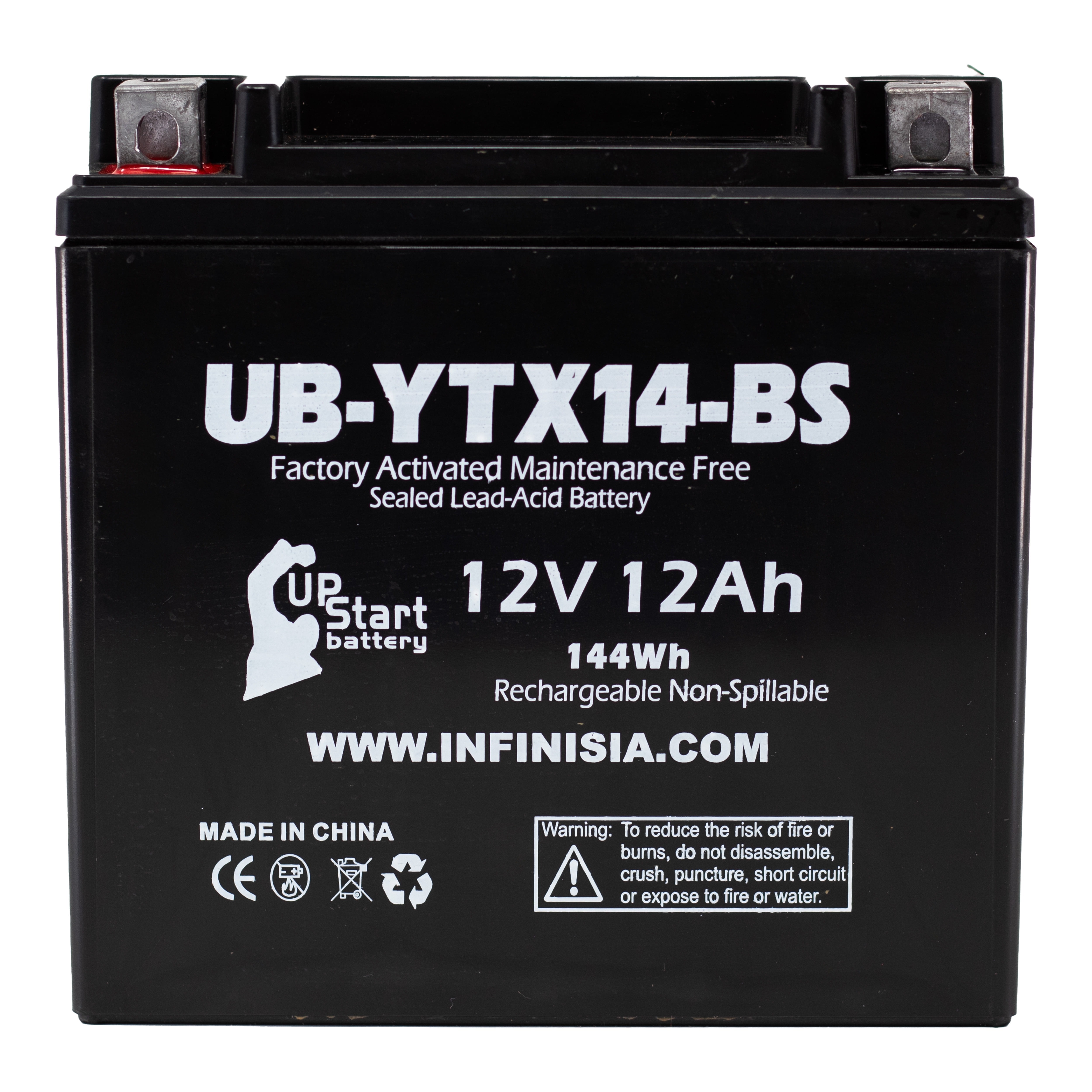 YTX14-BS 12V 12AH Sealed Lead Acid AGM Battery for Motorcycles, ATVs ...