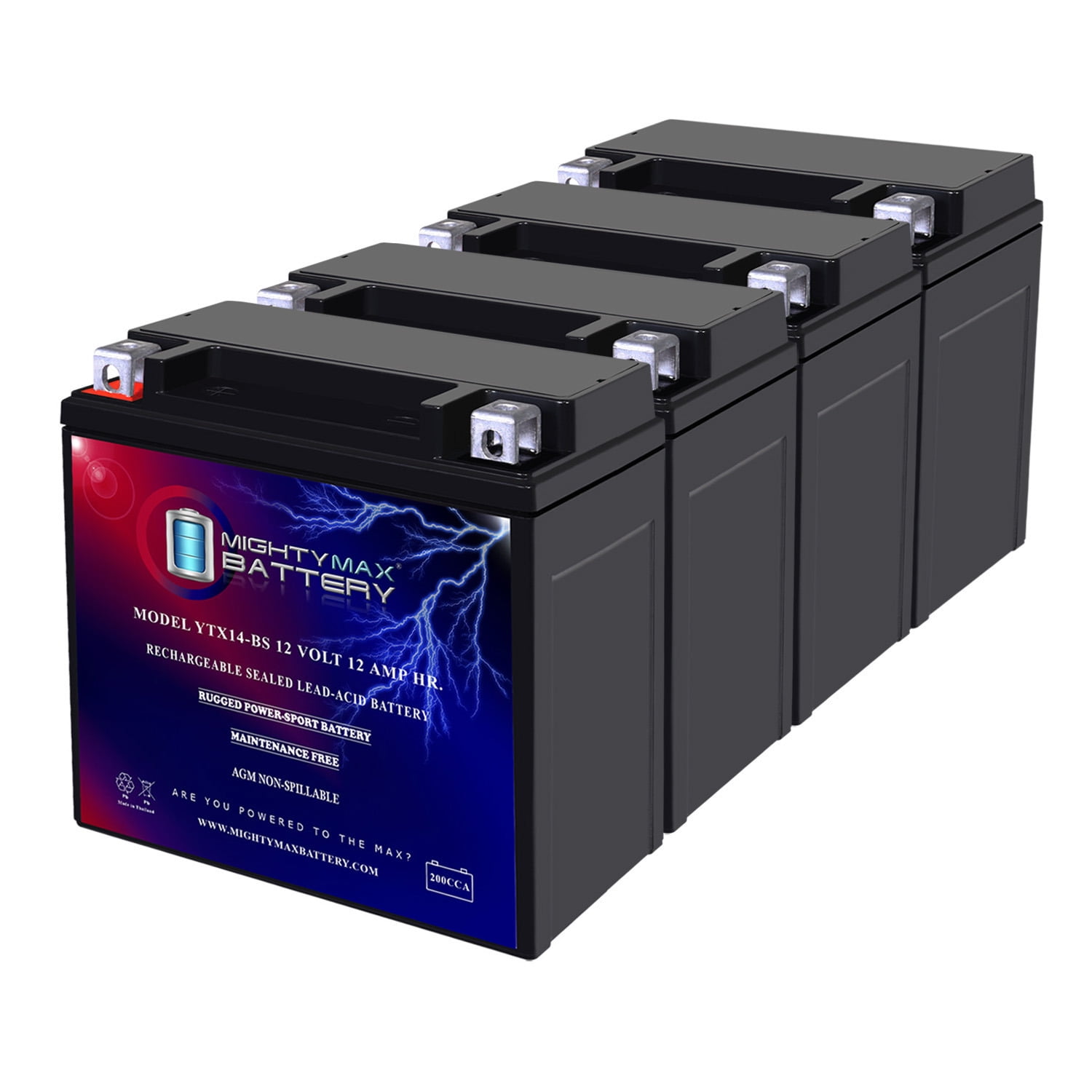YTX14-BS Battery for Kawasaki ZX1400C Ninja ZX-14 2008-2011 - 4 Pack ...