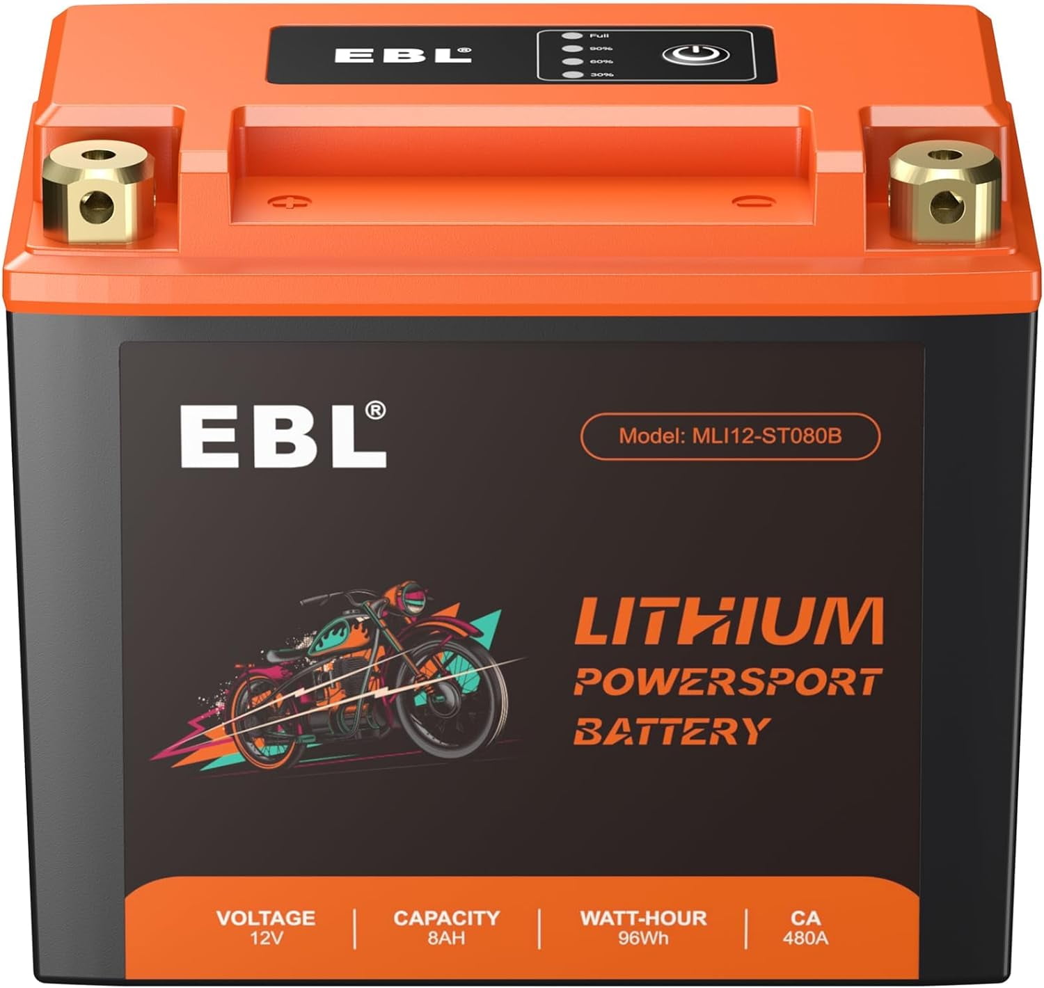 YTX14-BS Motorcycle Battery Lithium LiFePO4 12V 8Ah 480A Powersports Battery YTX12-BS Compatible ...