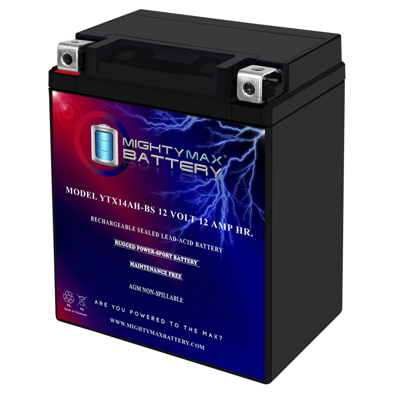 GEL/AGM YTX14AH-BS 12V 12Ah Sealed Rechargeable Powersport Battery for ...