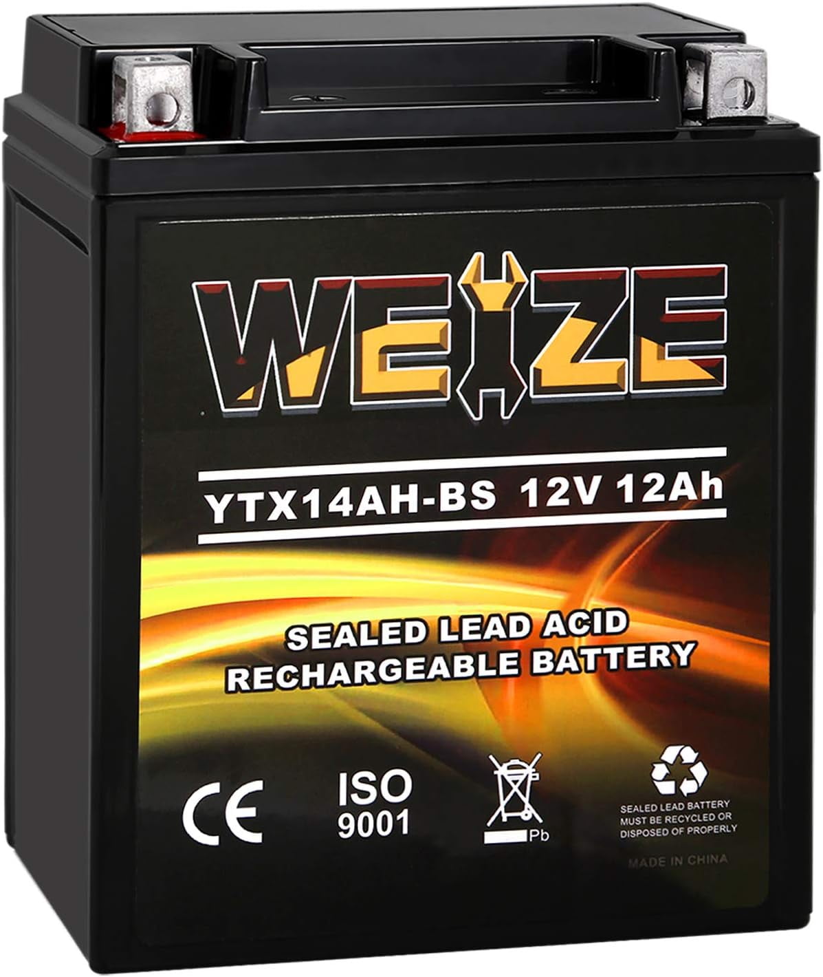 YTX14AH-BS High Performance - Maintenance Free-Sealed AGM ATV Motorcycle Battery for Polaris ...