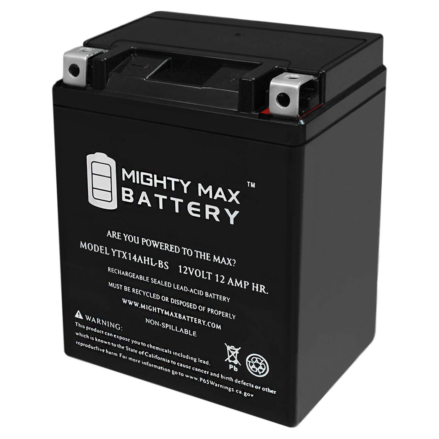 YTX14AHL -12 Volt 12 AH, 210 CCA, Rechargeable Maintenance Free SLA AGM ...