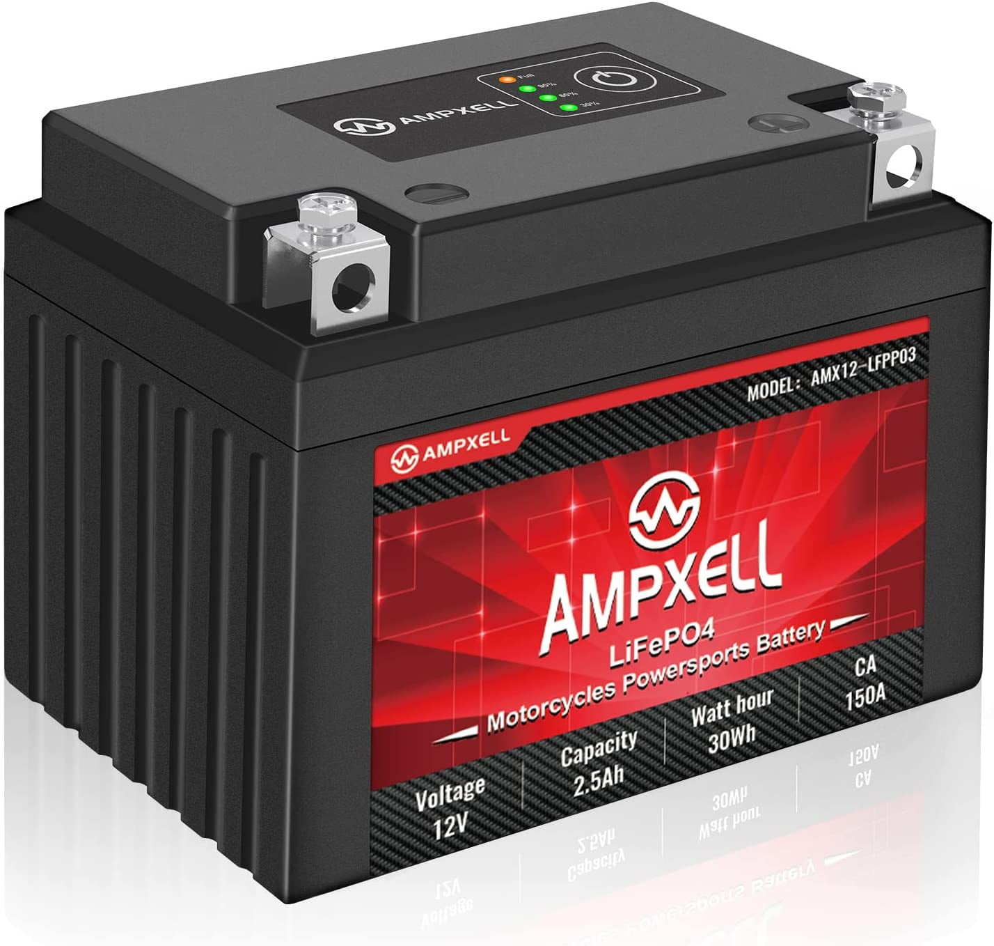 YTX4L-BS Lithium Motorcycle Battery 12V 2.5AH 150A with Smart BMS, Replacement Motorcycle, ATV ...