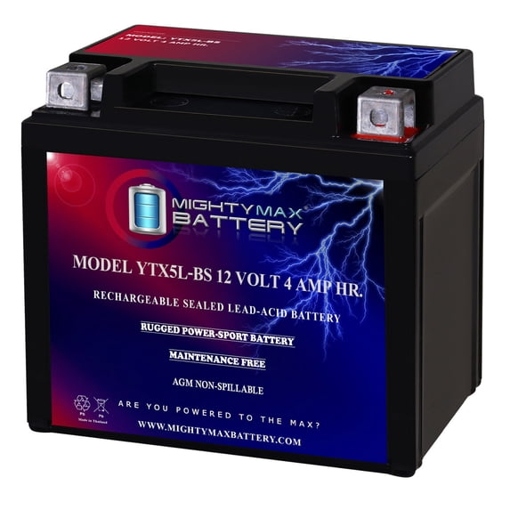 YTX5L-BS ATV Replacement Battery, Sealed Lead-Acid, 80 CCA, Suitable ...