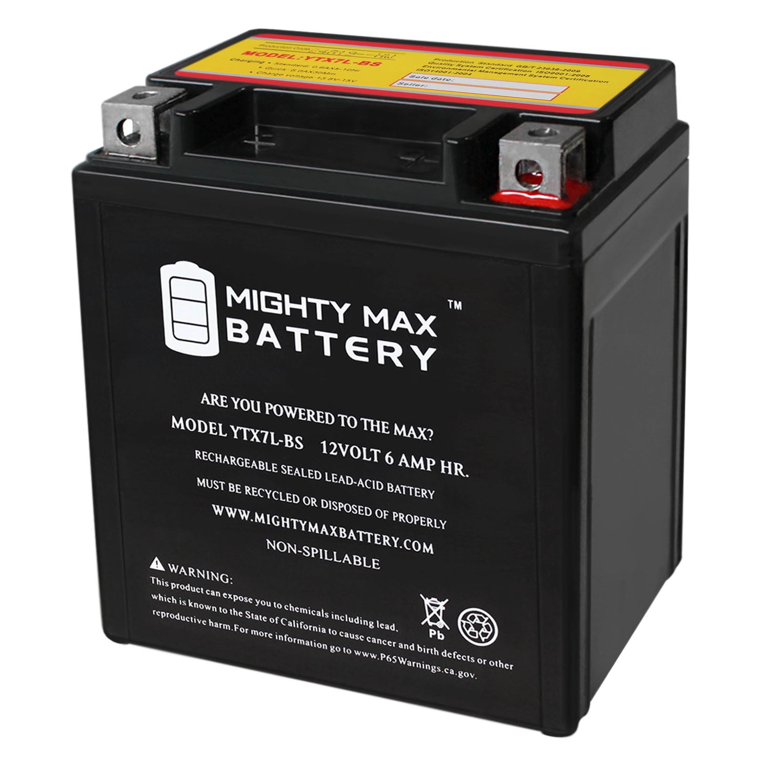 YTX7L-BS 12V 6Ah Battery for Motorcycle Powersports Scooter - Walmart.com