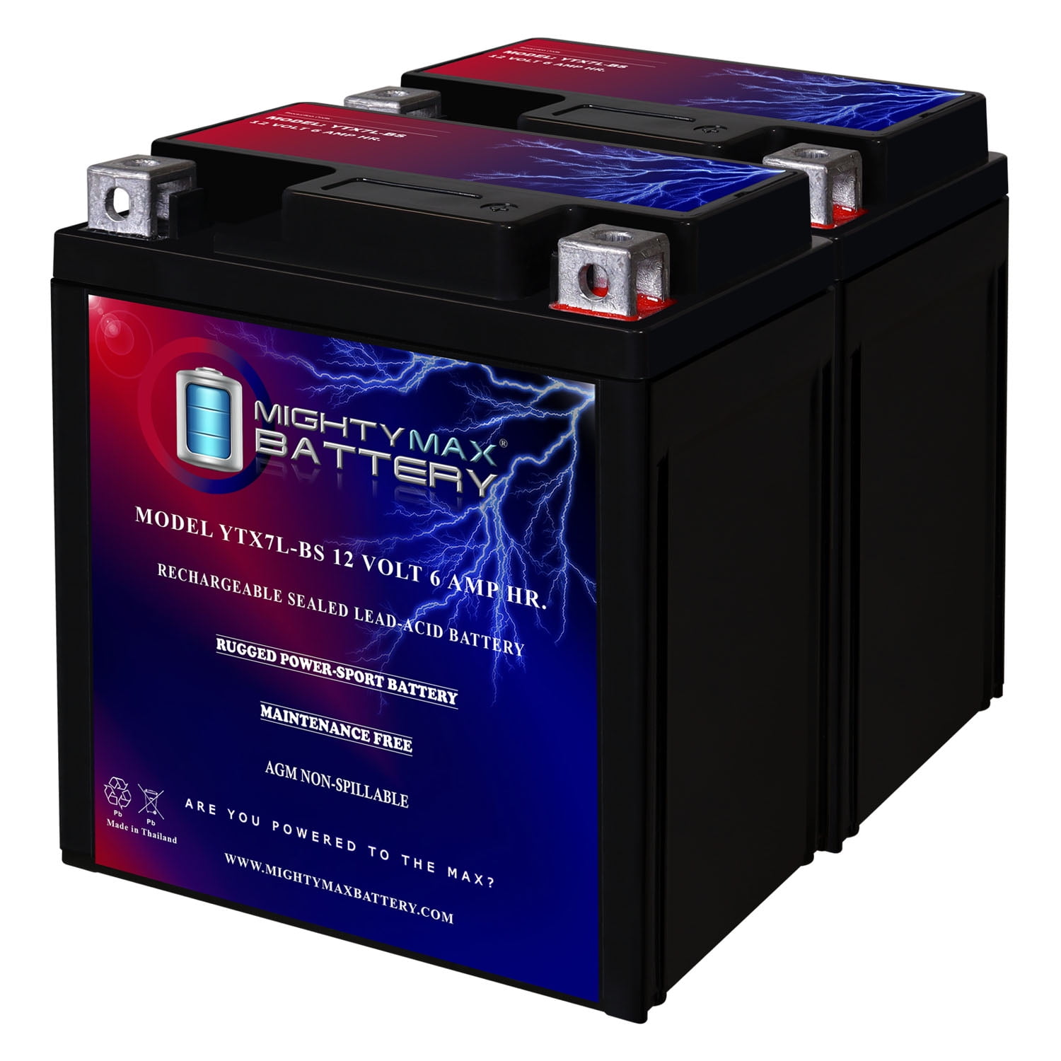 YTX7L-BS 12V 6Ah Motorcycle Replacement Battery Compatible with Power ...