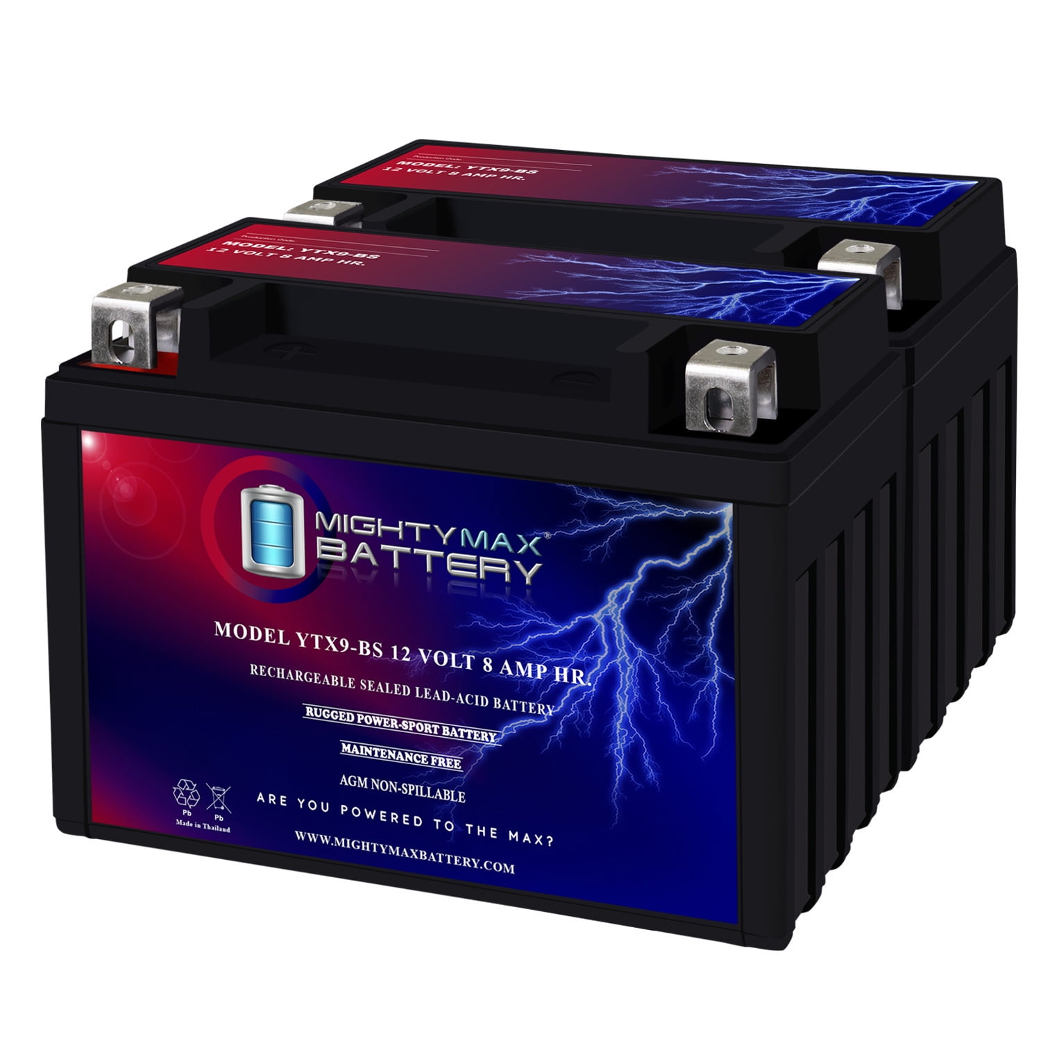 YTX9-BS 12V 8AH Battery for CCM All Electric Models 96-01 - 2 Pack ...