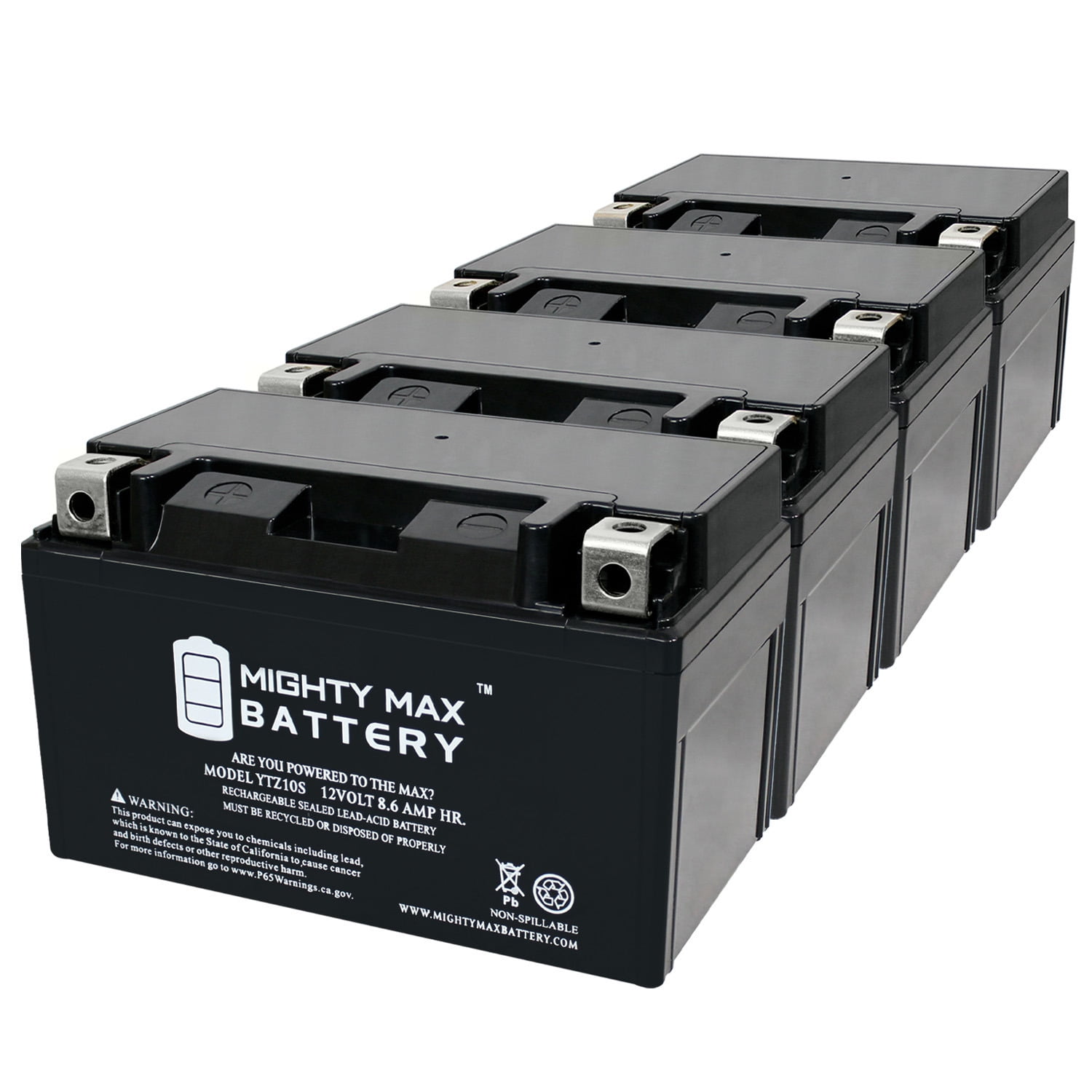 YTZ10S 12V 8.6AH Replacement Battery compatible with LFX14A4-BS12 - 4 Pack - Walmart.com