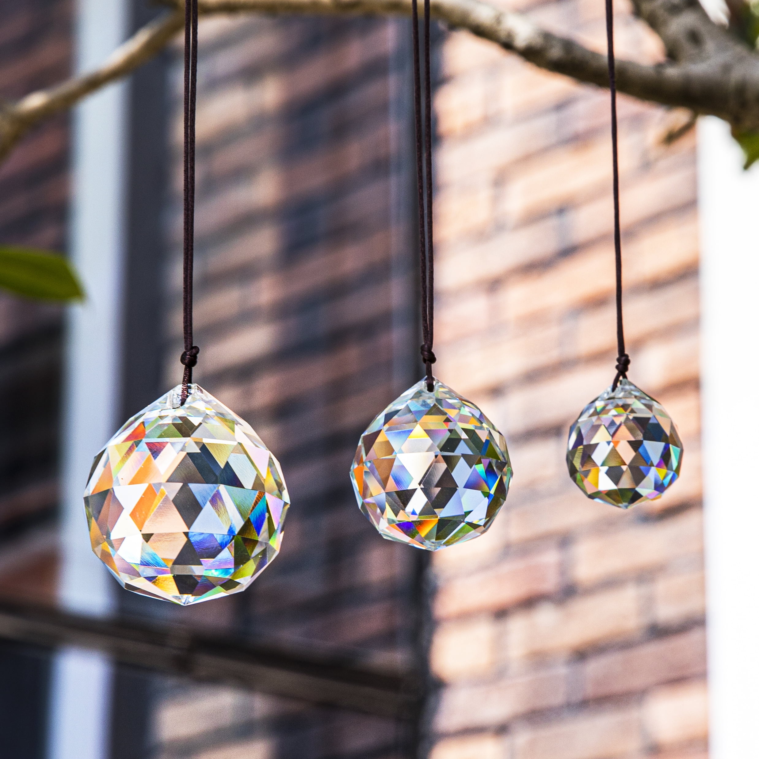 YU FENG 30/40/50mm Faceted Crystal Ball Hanging Drop Pendants (3pcs ...