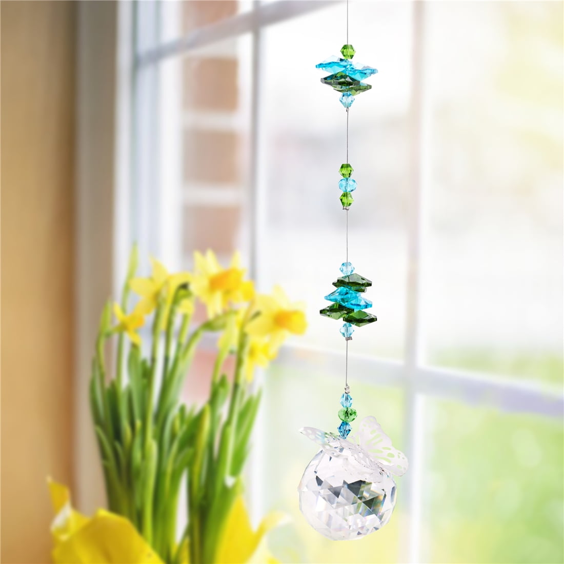 YU FENG Butterfly Crystal Suncatchers with 40mm Crystal prism Ball ...