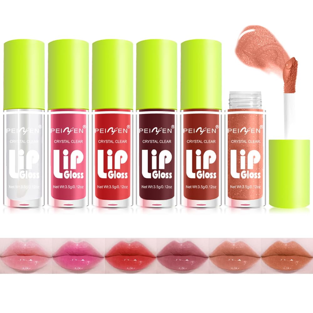 YU KUI LX 6 Colors Lip Gloss Set, Clear Lip Gloss and Glow Lip Oil For ...